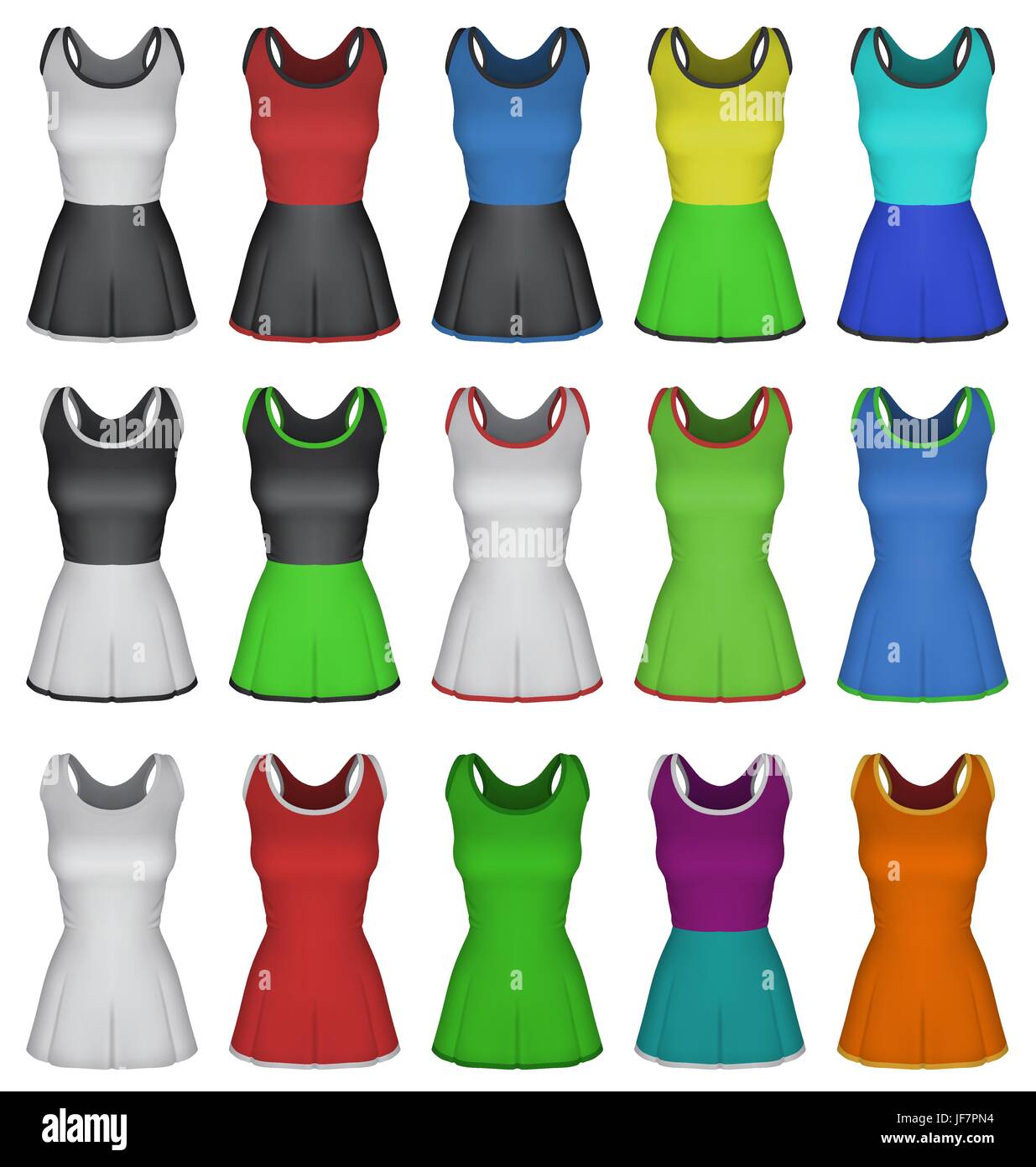 Plain female netball dress template isolated on white Stock Vector ...