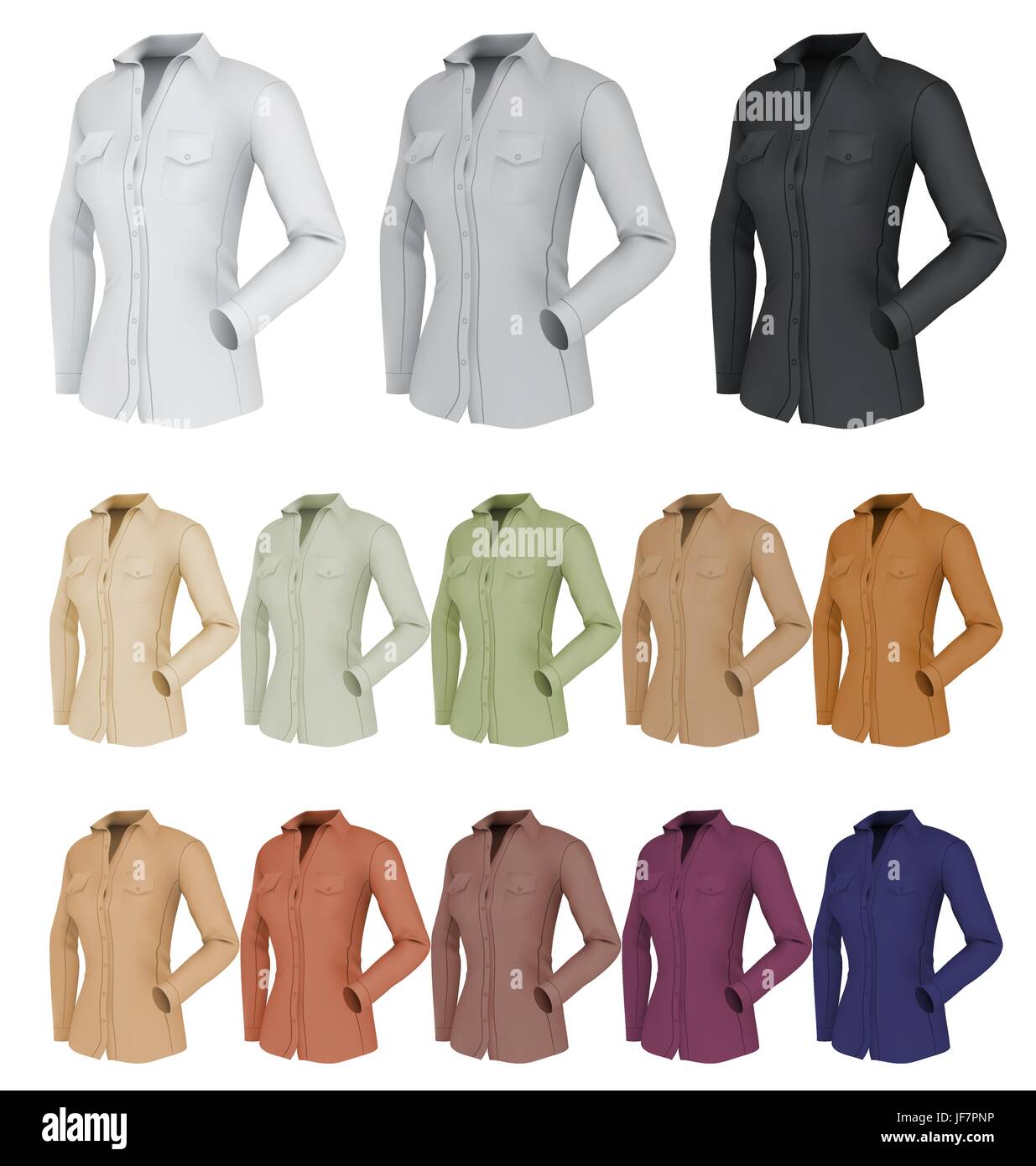 Classic womens plain shirt template. Isolated background Stock Vector ...