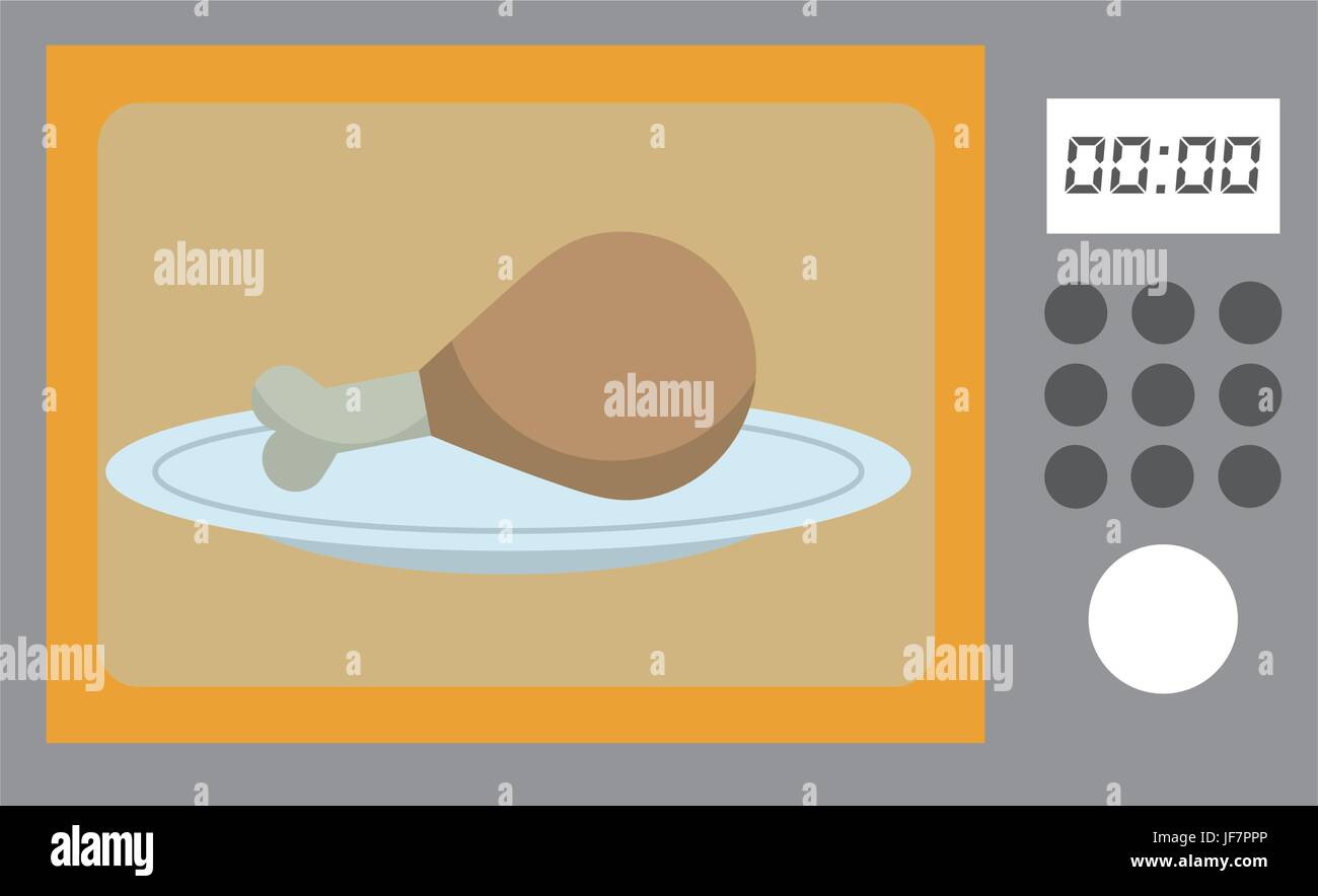 oven microwave with delicious chicken meat icon Stock Vector Image ...