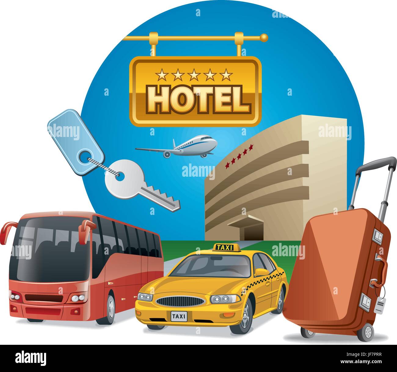 concept illustration of hotel services and transport Stock Vector Image ...
