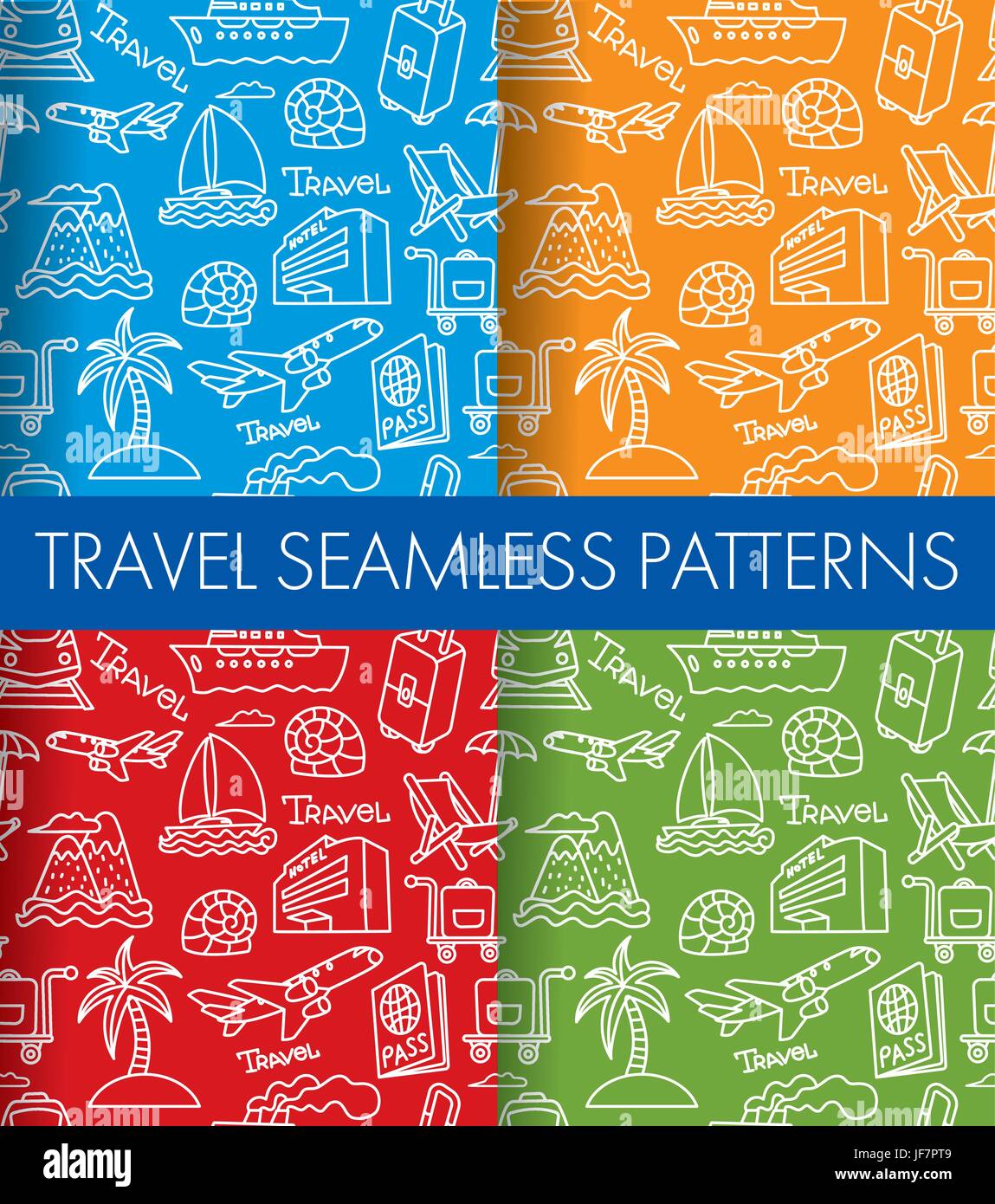 illustration of travel and resort seamless pattern background in ...