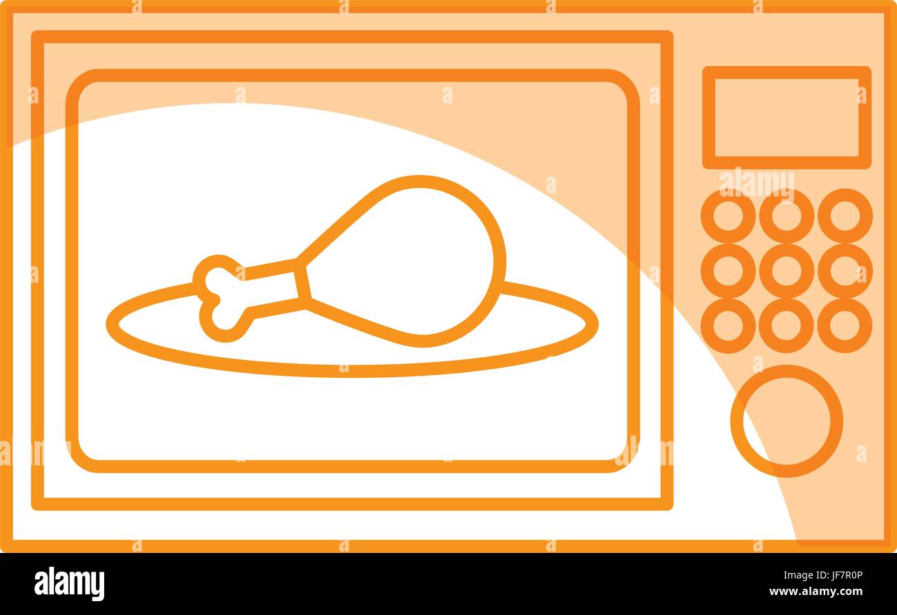 oven microwave with delicious chicken meat icon Stock Vector Image ...