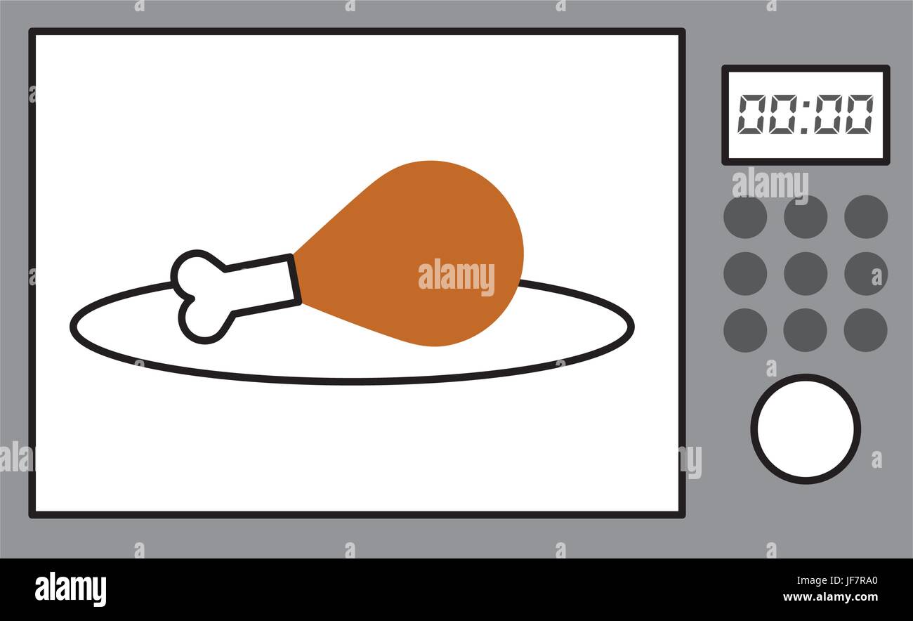 oven microwave with delicious chicken meat icon Stock Vector Image ...