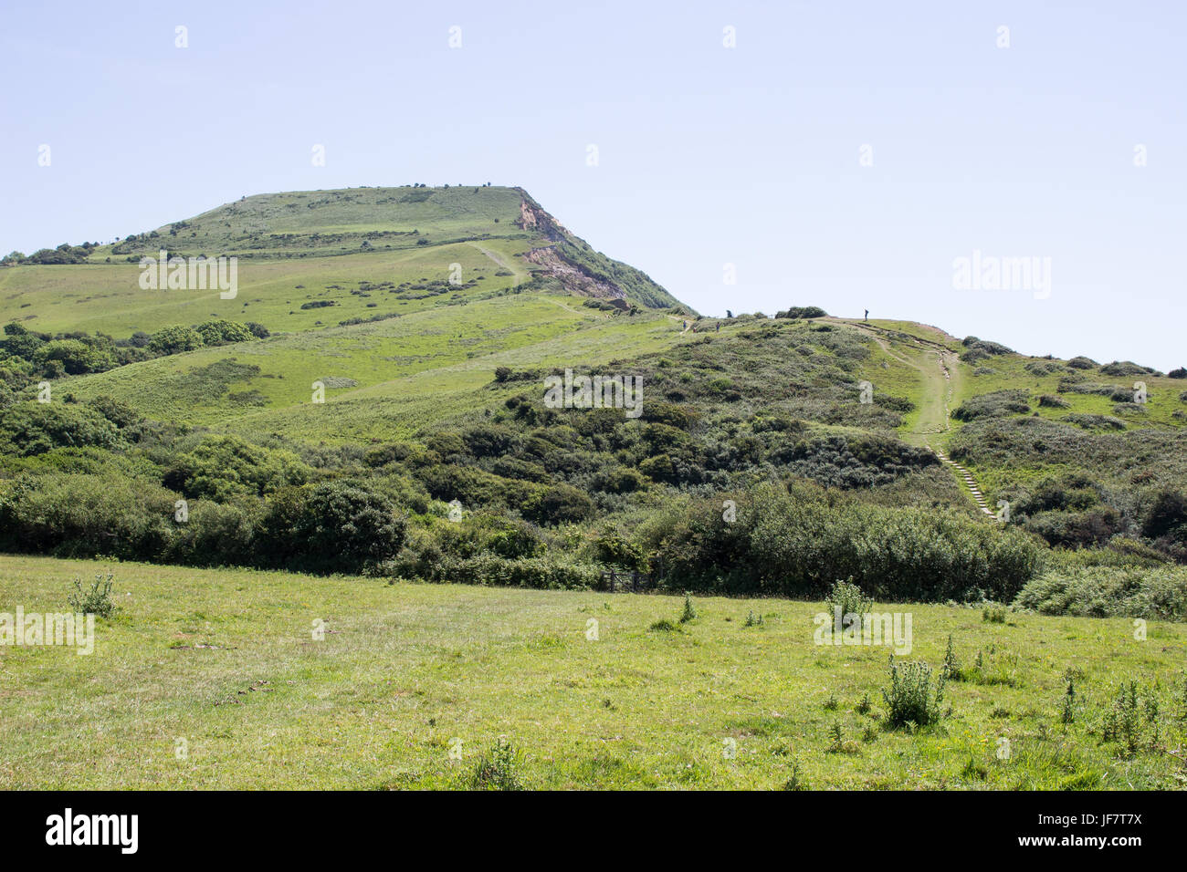 View of Golden Cap, highest point on the south coast, from the coast ...