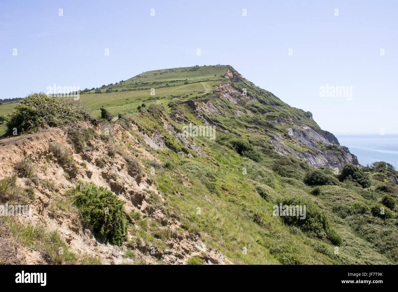 View of Golden Cap, highest point on the south coast, from the coast ...