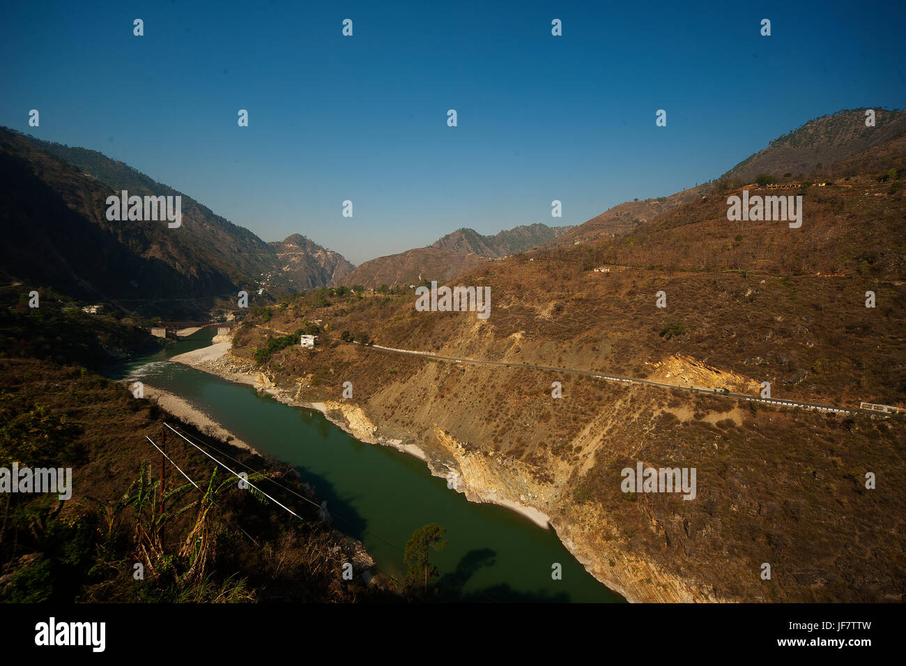Alaknanda river as seen from Rudraprayag town, Uttarakhand, India Stock ...