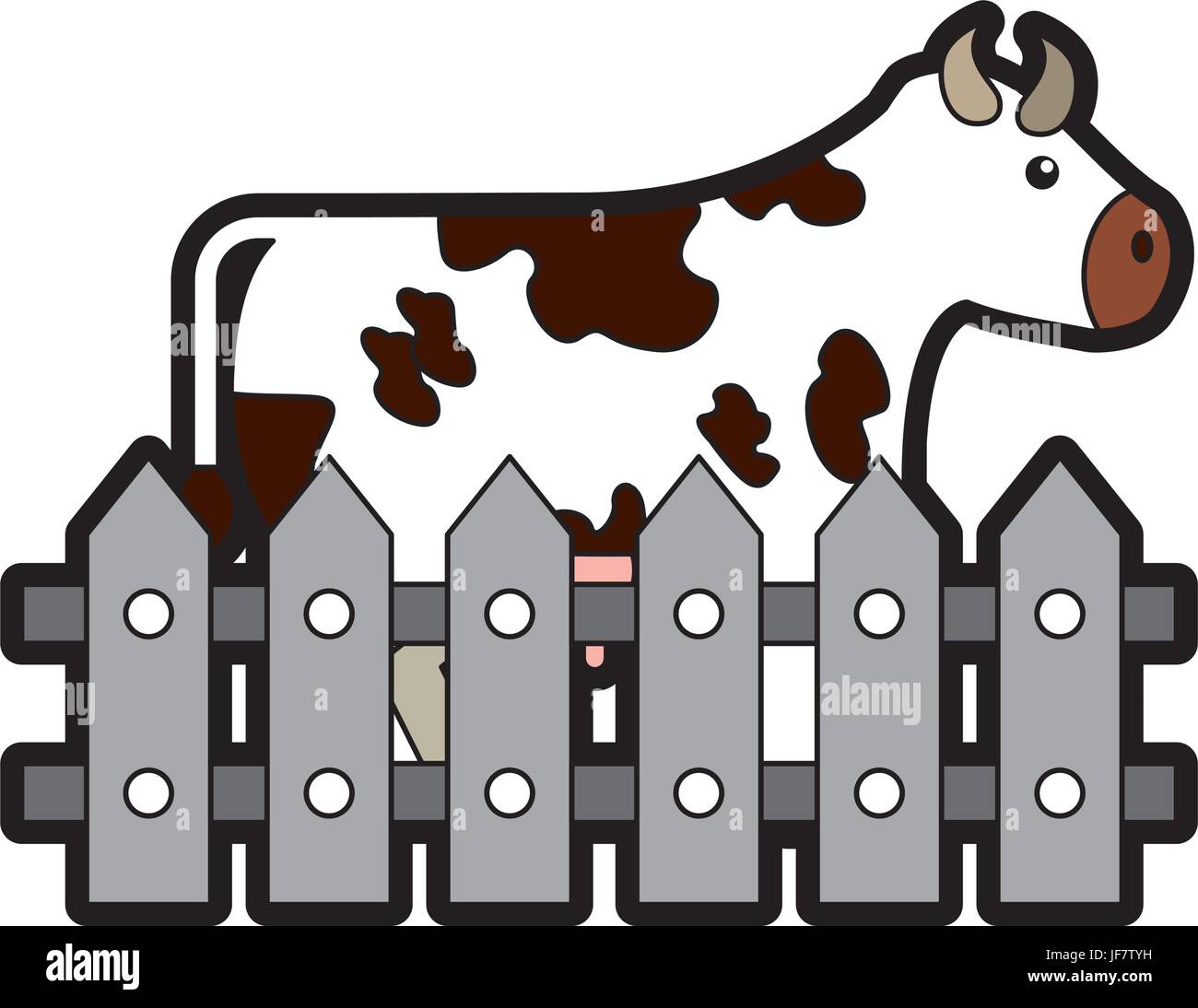 Cow head in fence Stock Vector Images - Alamy