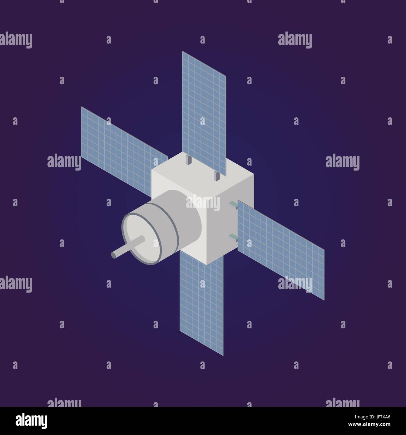 Vector isometric Satellite icon, 3d element orbiting astronomical ...