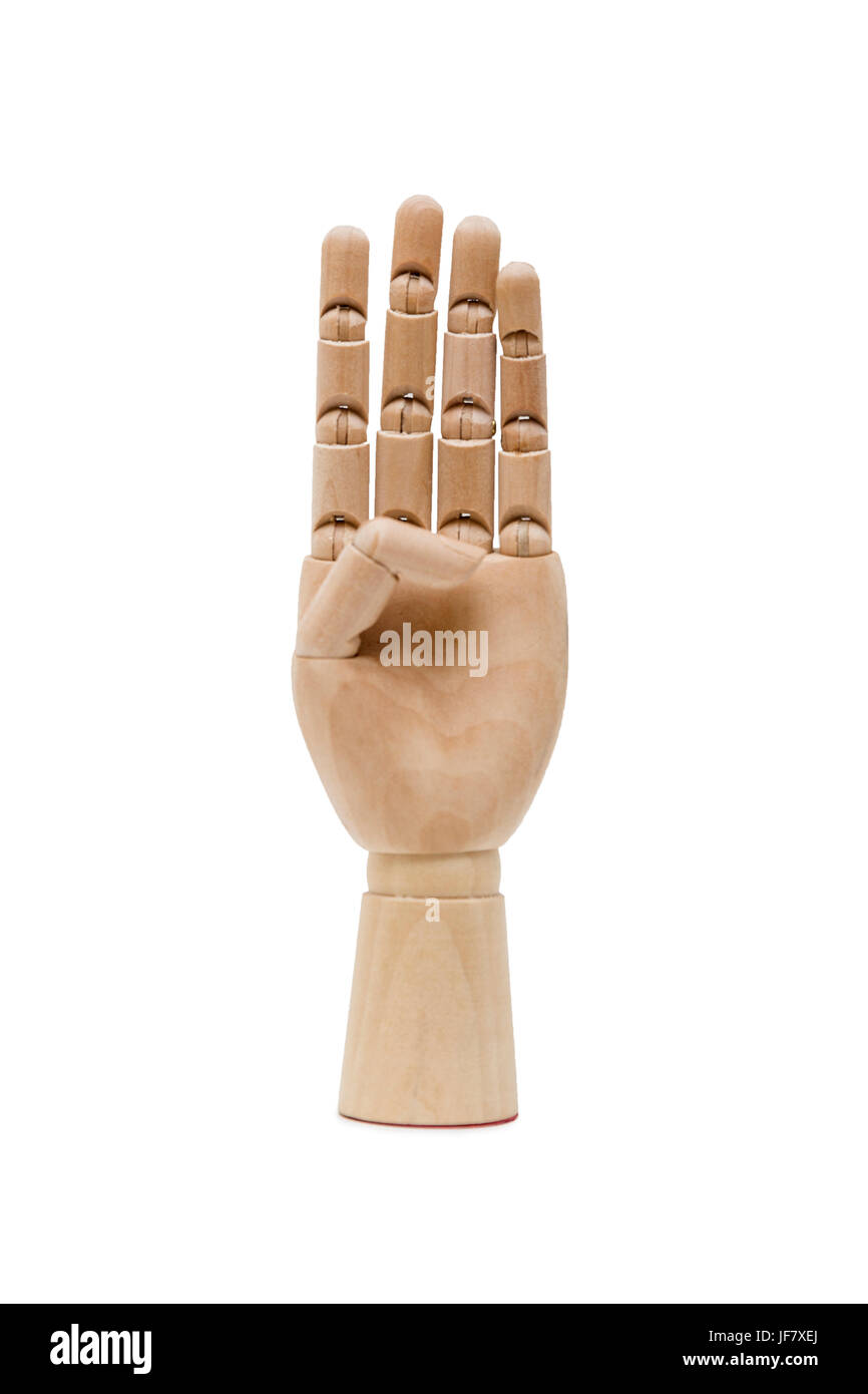 Wooden hand isolated on the white background Stock Photo - Alamy
