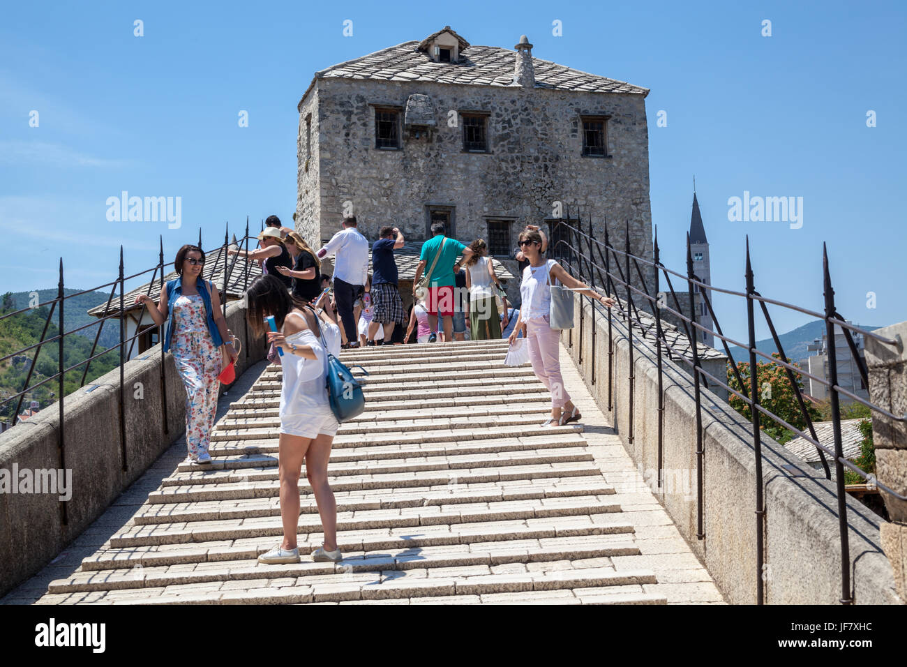 tourists on mostar bridge Stock Photo - Alamy