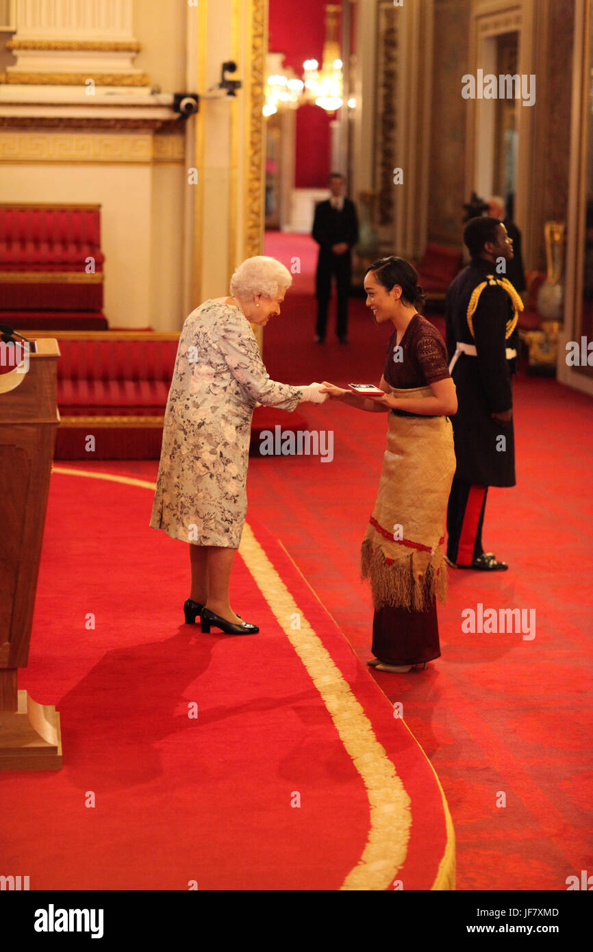 Ms Elizabeth Kite from Tonga receives a Queen's Young Leaders Award for ...