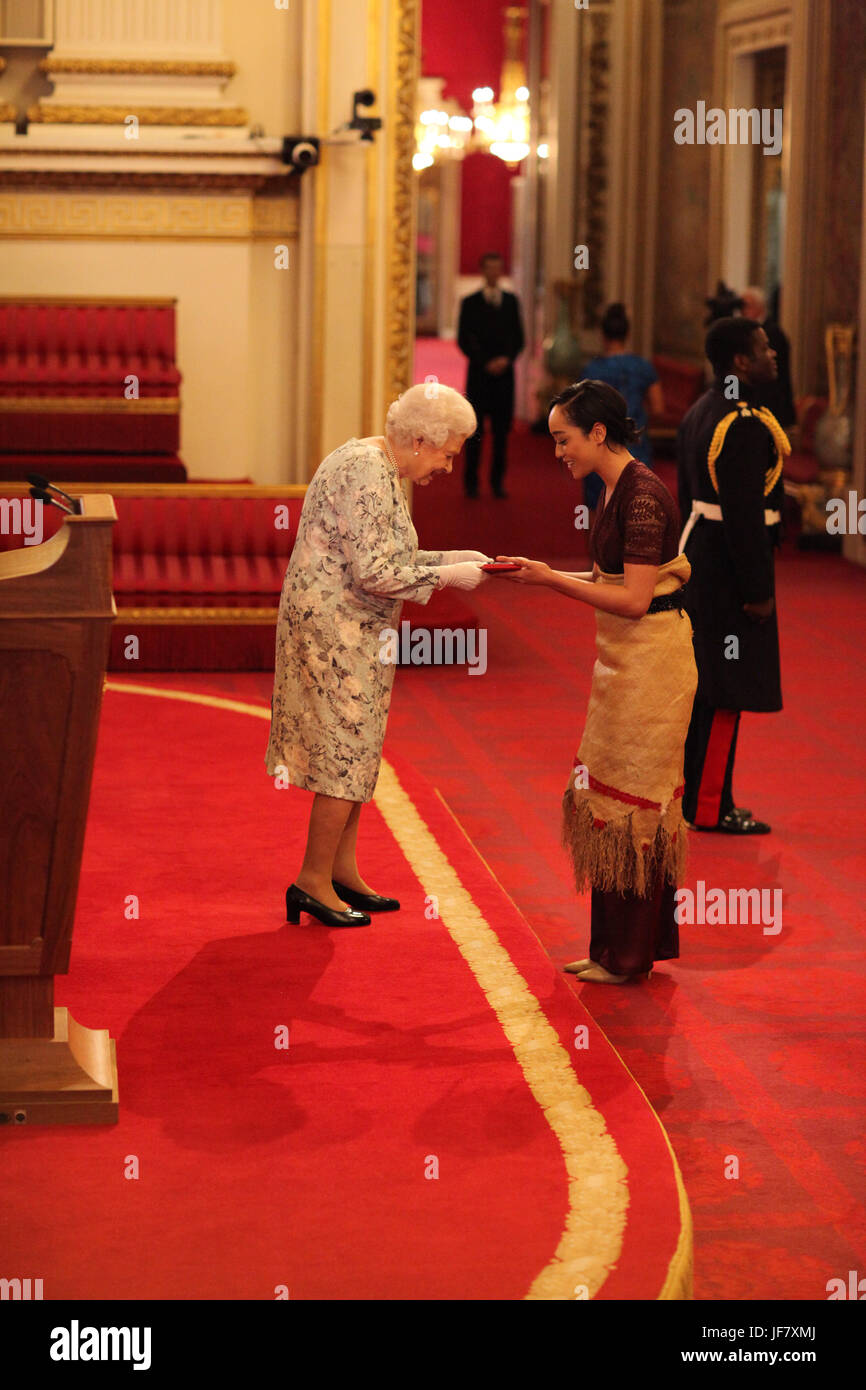 Ms Elizabeth Kite from Tonga receives a Queen's Young Leaders Award for ...