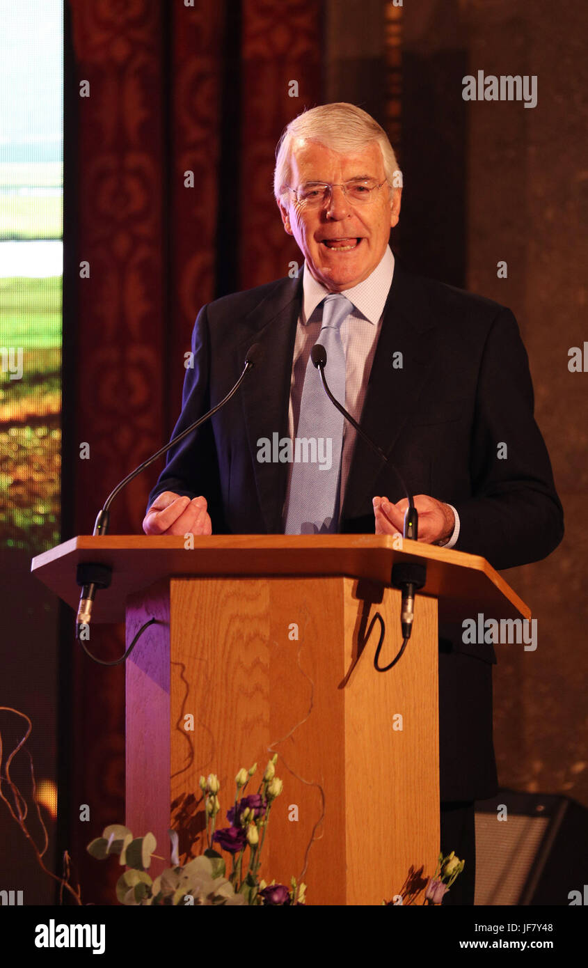 Sir John Major speaks during the Queen's Young Leaders Awards Dinner ...