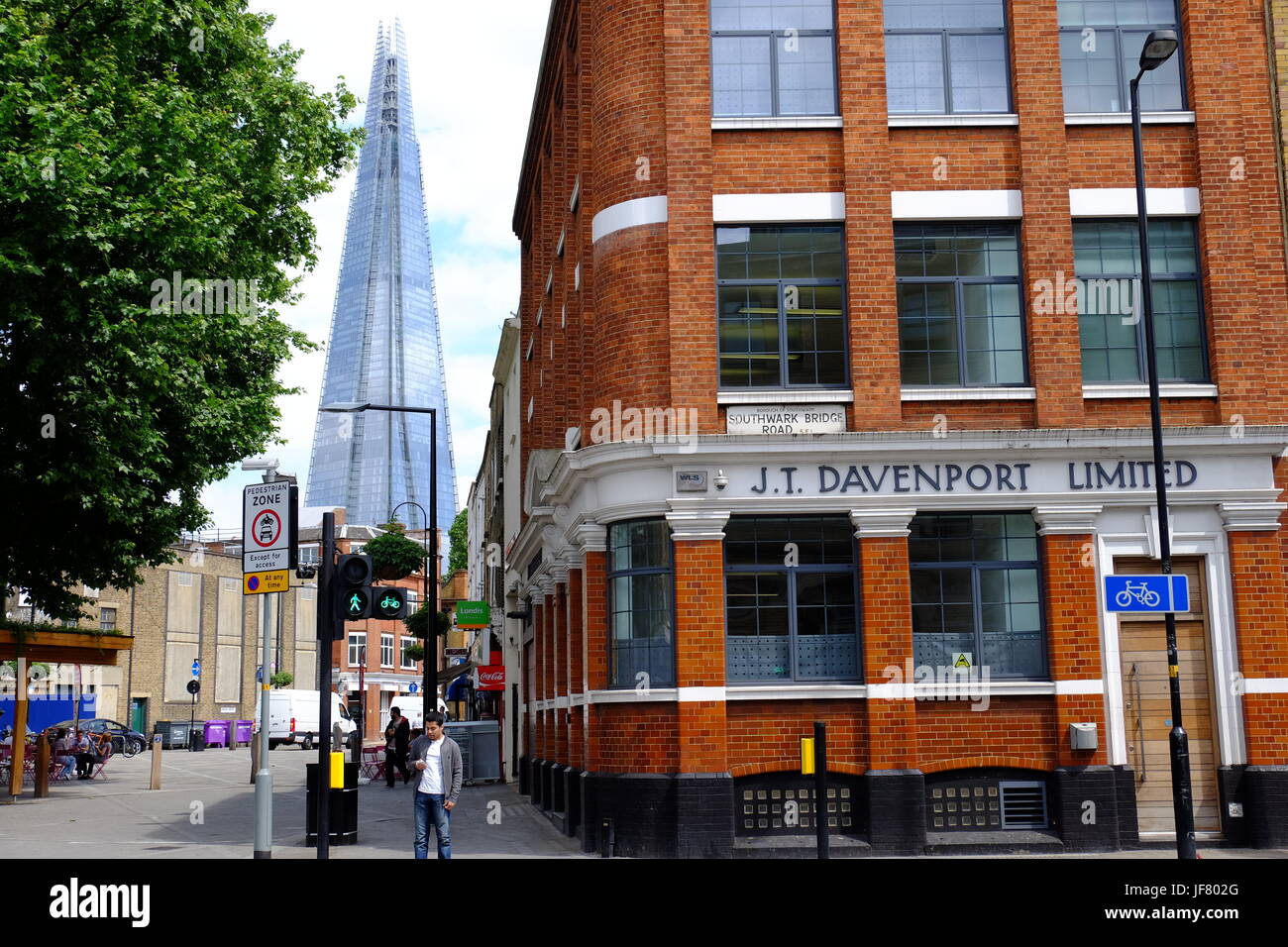 Building on Southwark Bridge Road with The Shard in the distance Stock ...