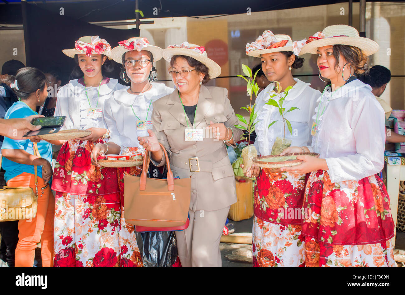 Antananarivo, Madagascar - June 16, 2017 : Malagasy girls are ready for ...
