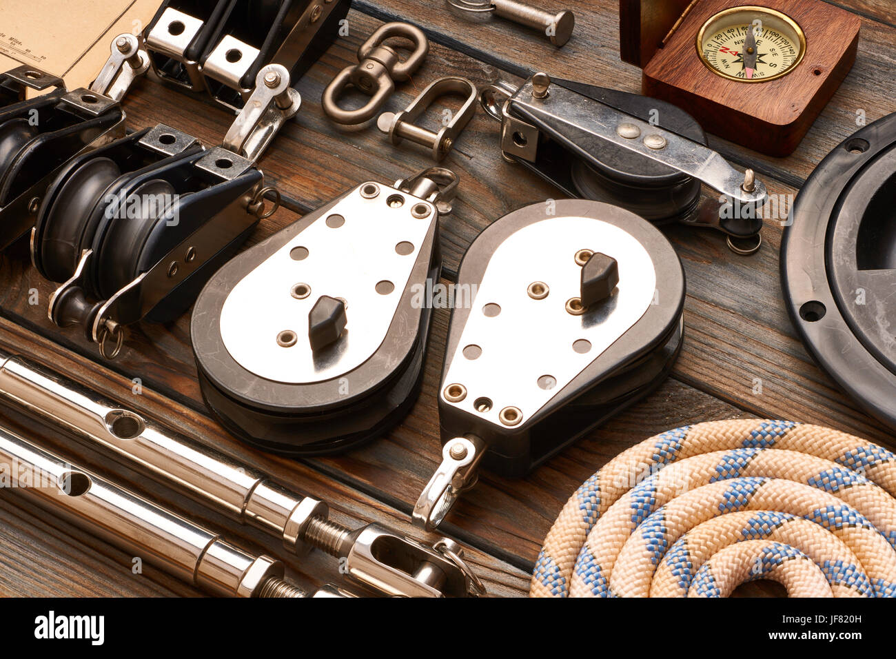 Sailing yacht rigging equipment Stock Photo - Alamy