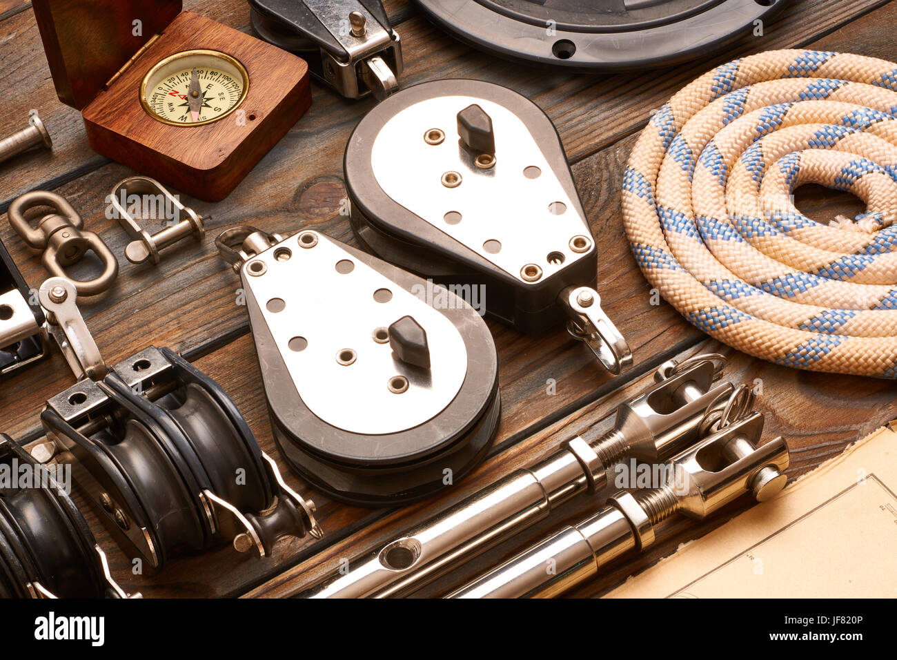 Sailing yacht rigging equipment Stock Photo - Alamy