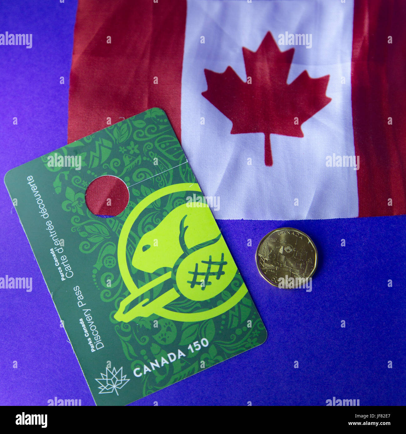 A Parks Canada Discovery Pass, Canadian flag and Canada 150 ...