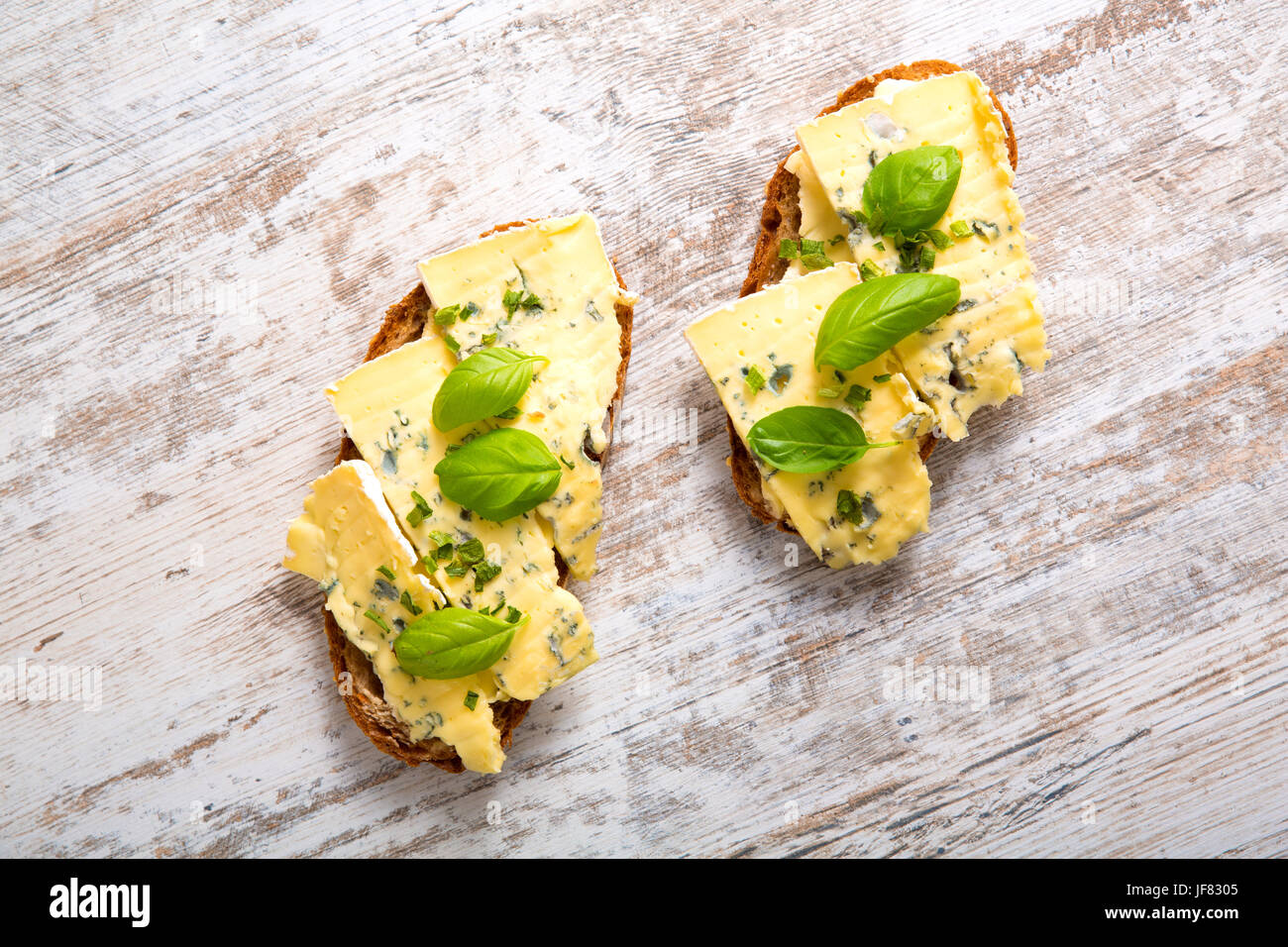 Sandwiches with Roquefort cheese Stock Photo - Alamy