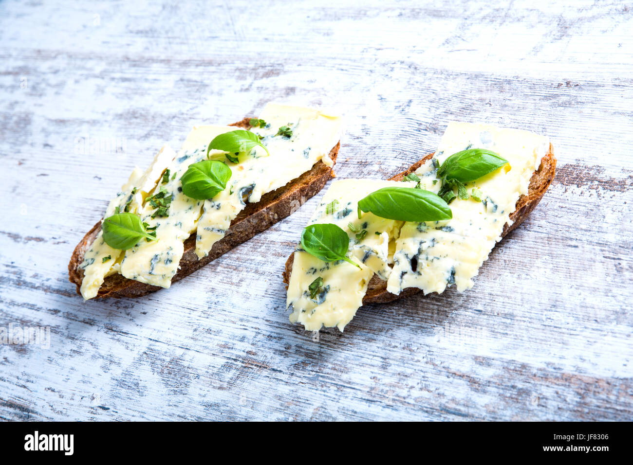 Sandwiches with Roquefort cheese Stock Photo - Alamy