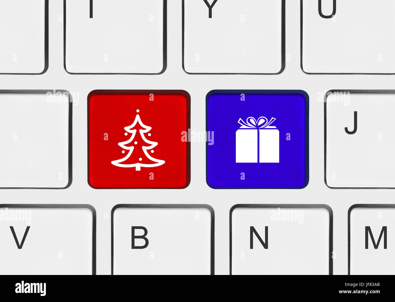 Computer keyboard with Christmas keys Stock Photo - Alamy