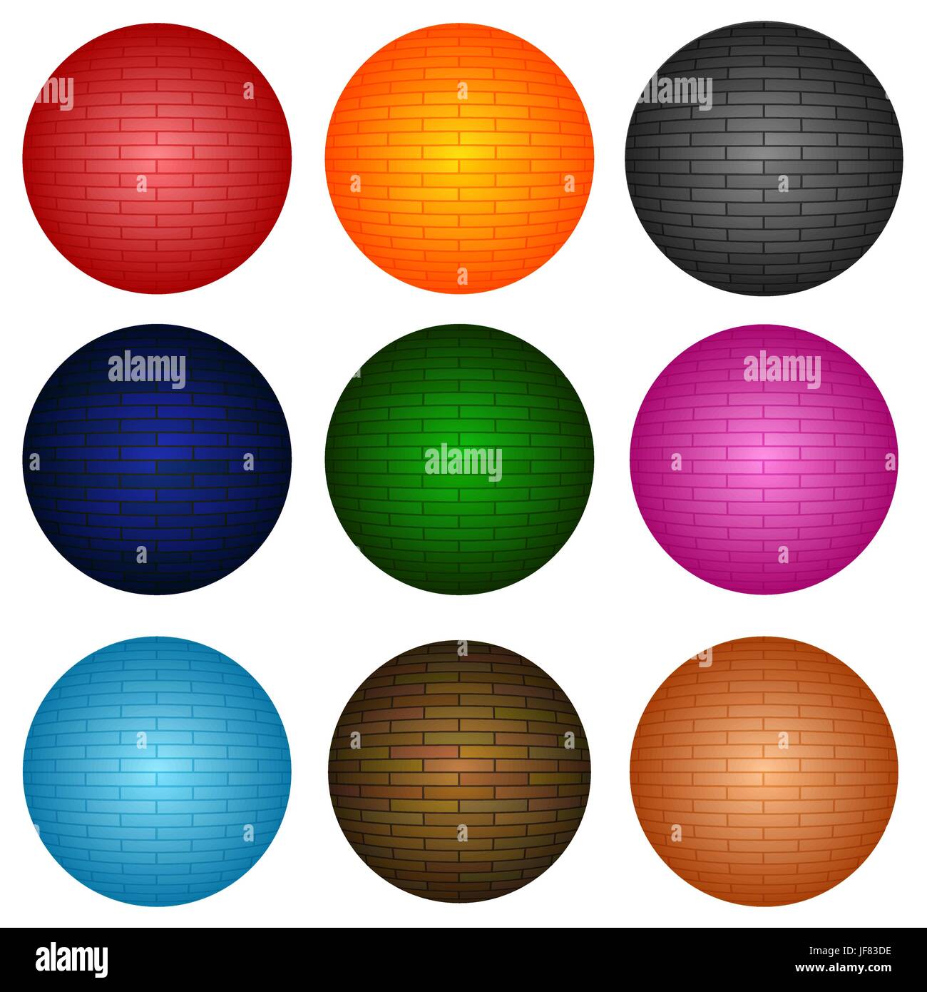 Set of Colorful Brick Spheres Isolated on White Background Stock Vector ...