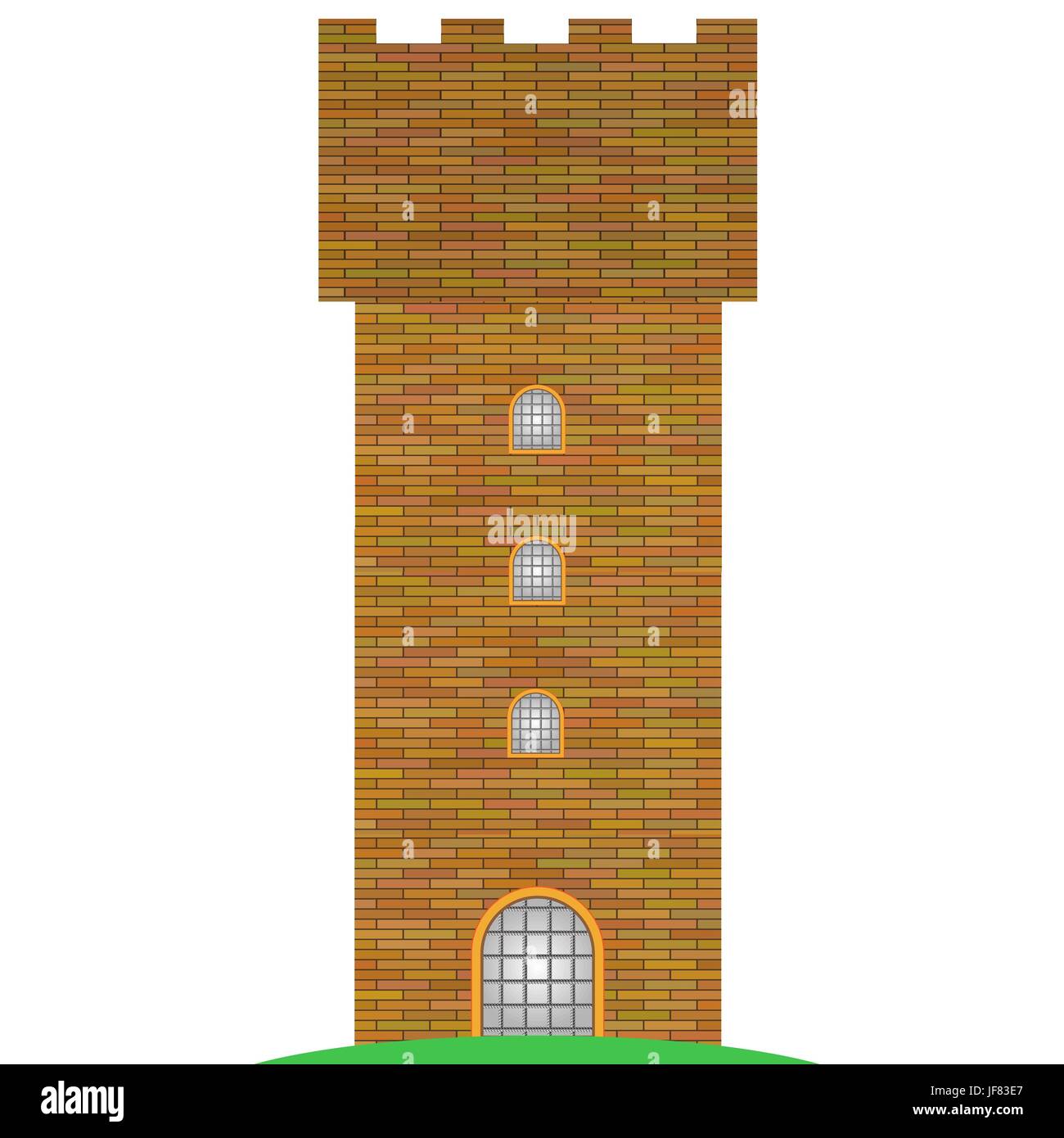 Old Brick Tower Isolated on White Background Stock Vector Image & Art ...
