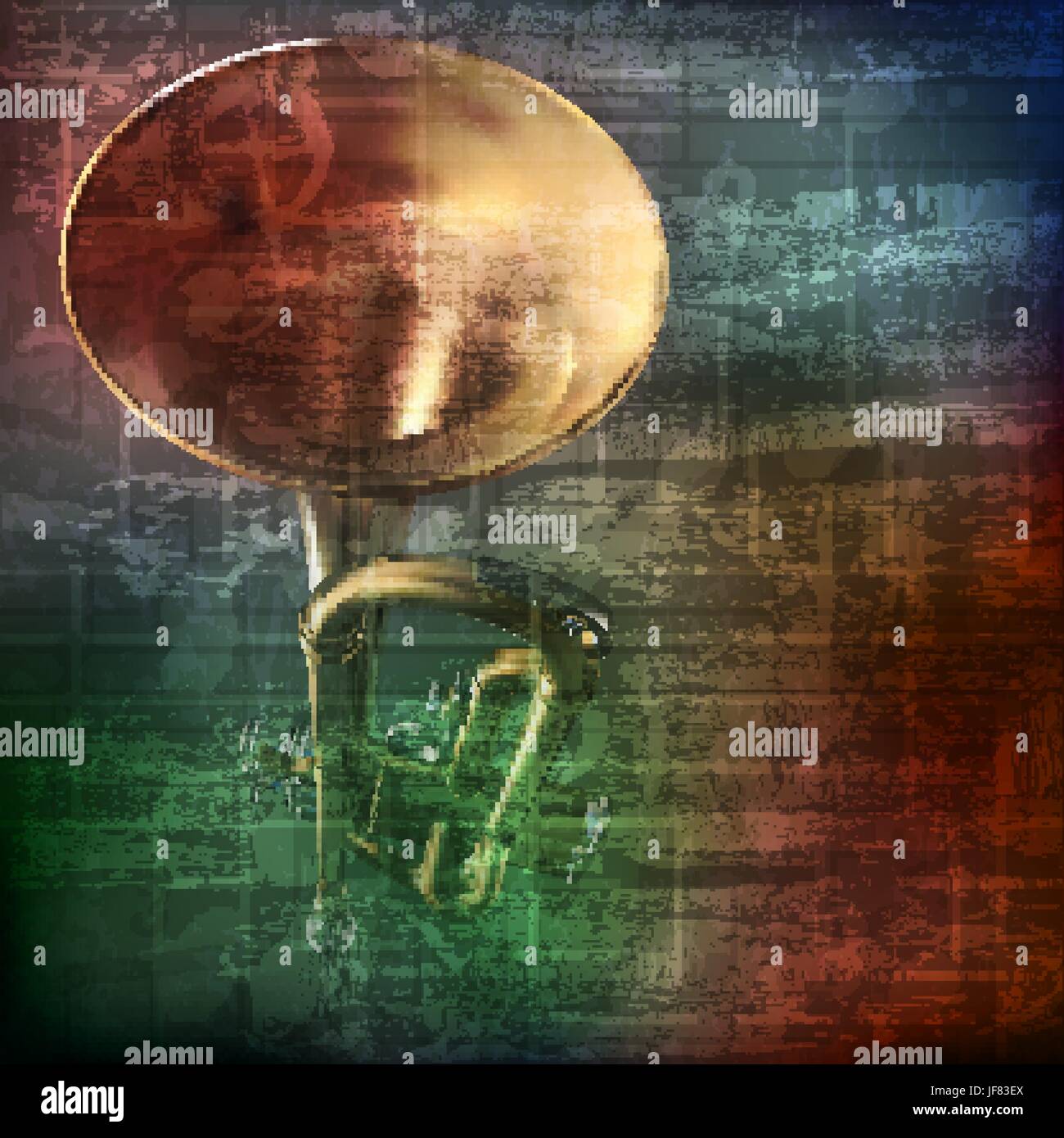 abstract grunge sound background with trumpet Stock Vector Image & Art ...