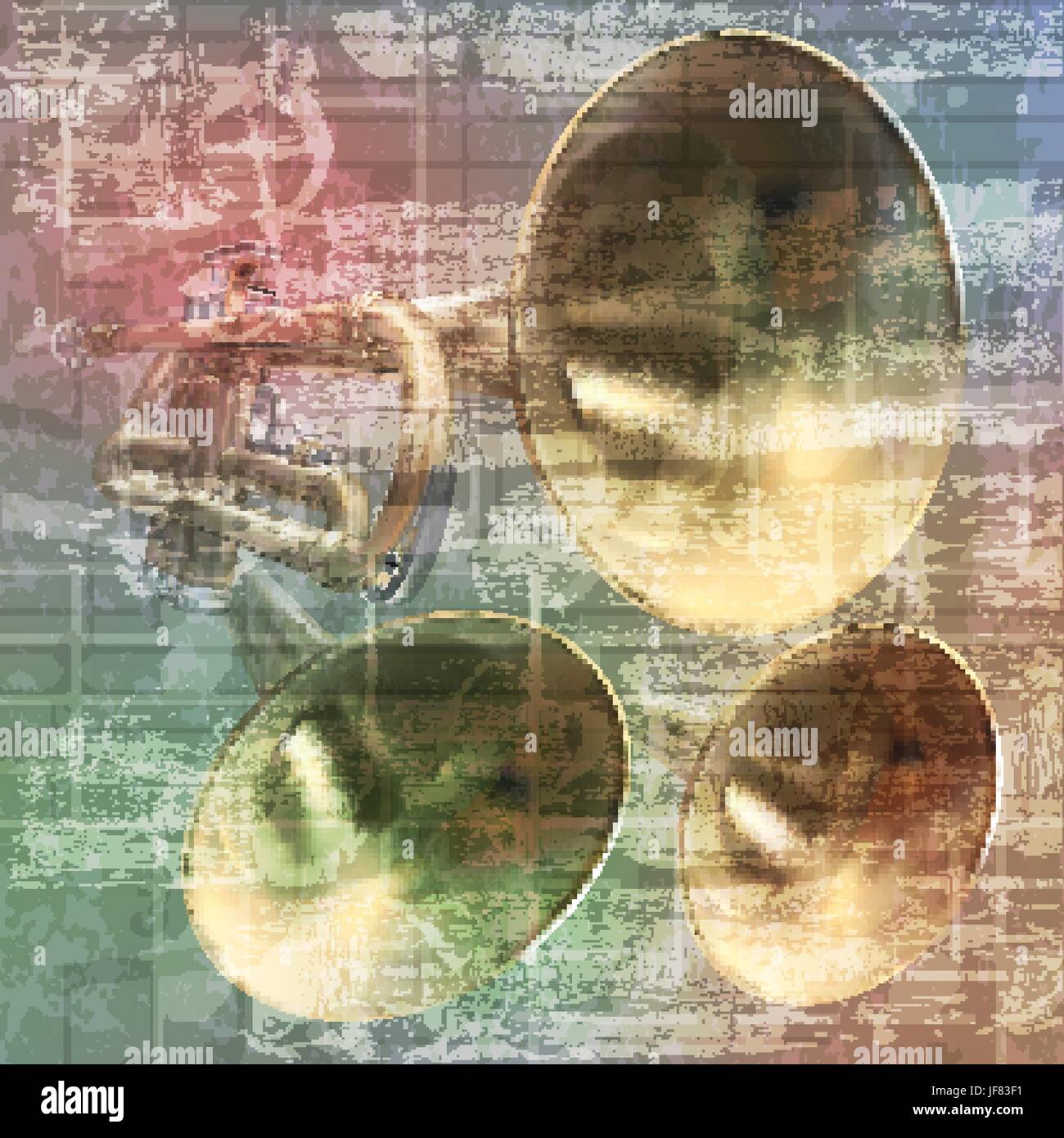 abstract grunge sound background with trumpets Stock Vector Image & Art ...