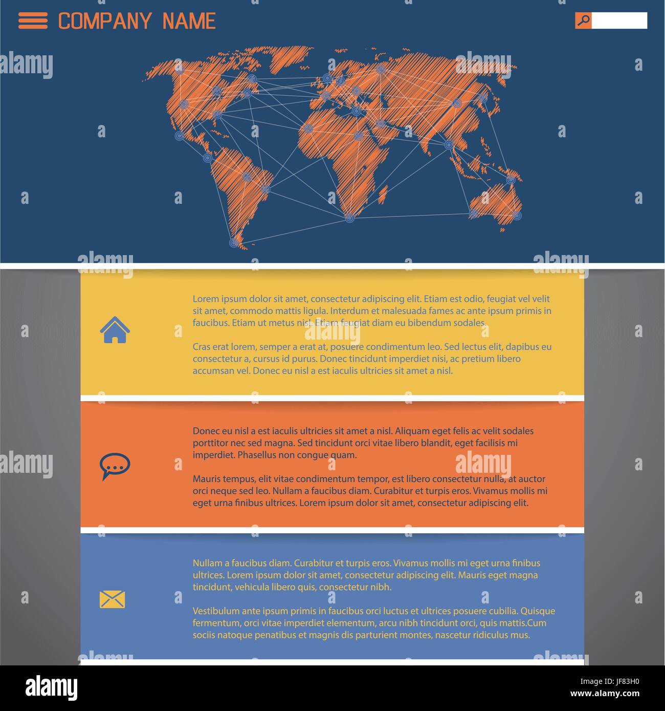 Website template design with scribbled wolrd map Stock Vector Image ...