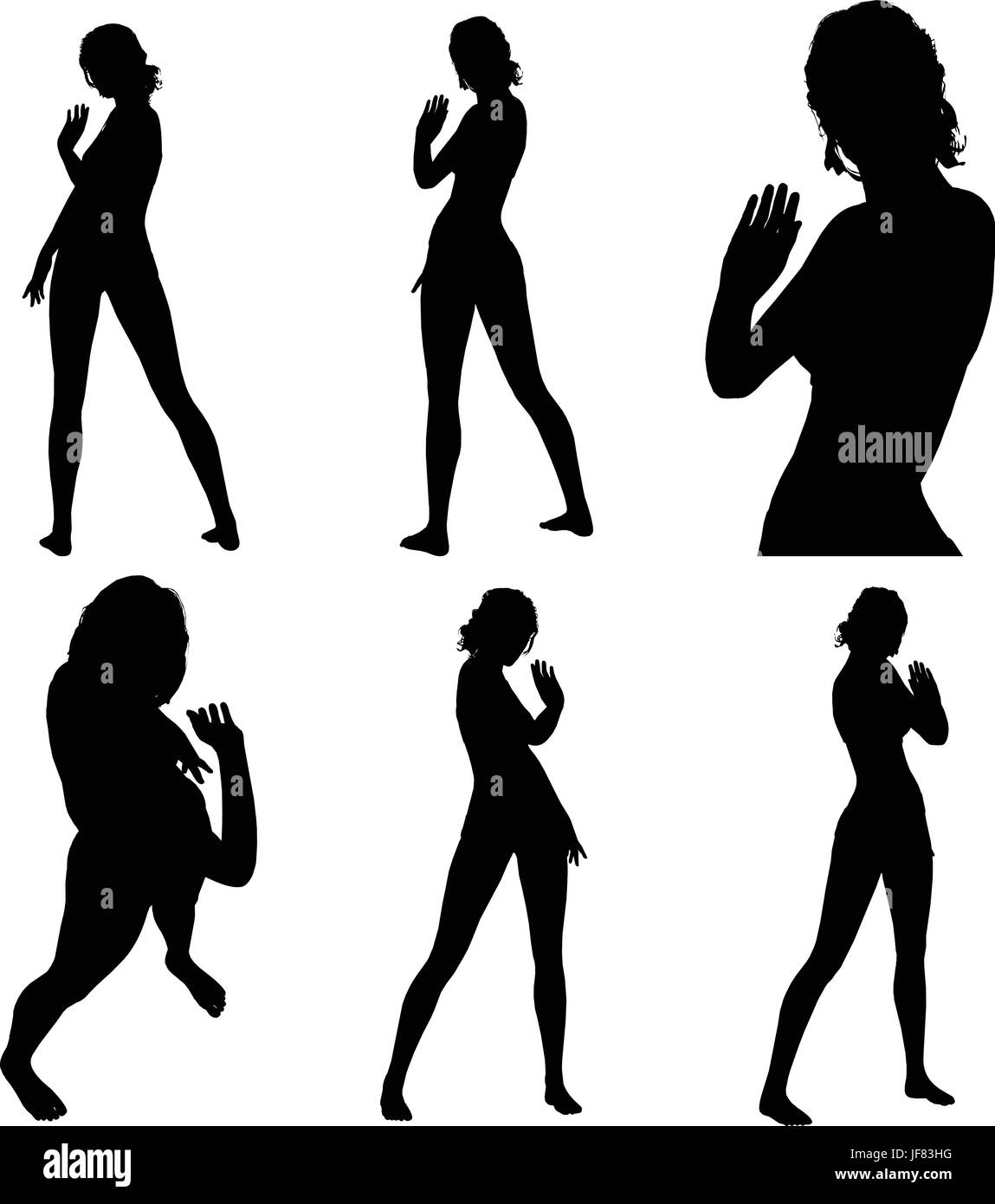 woman silhouette with hand gesture greet Stock Vector Image & Art - Alamy