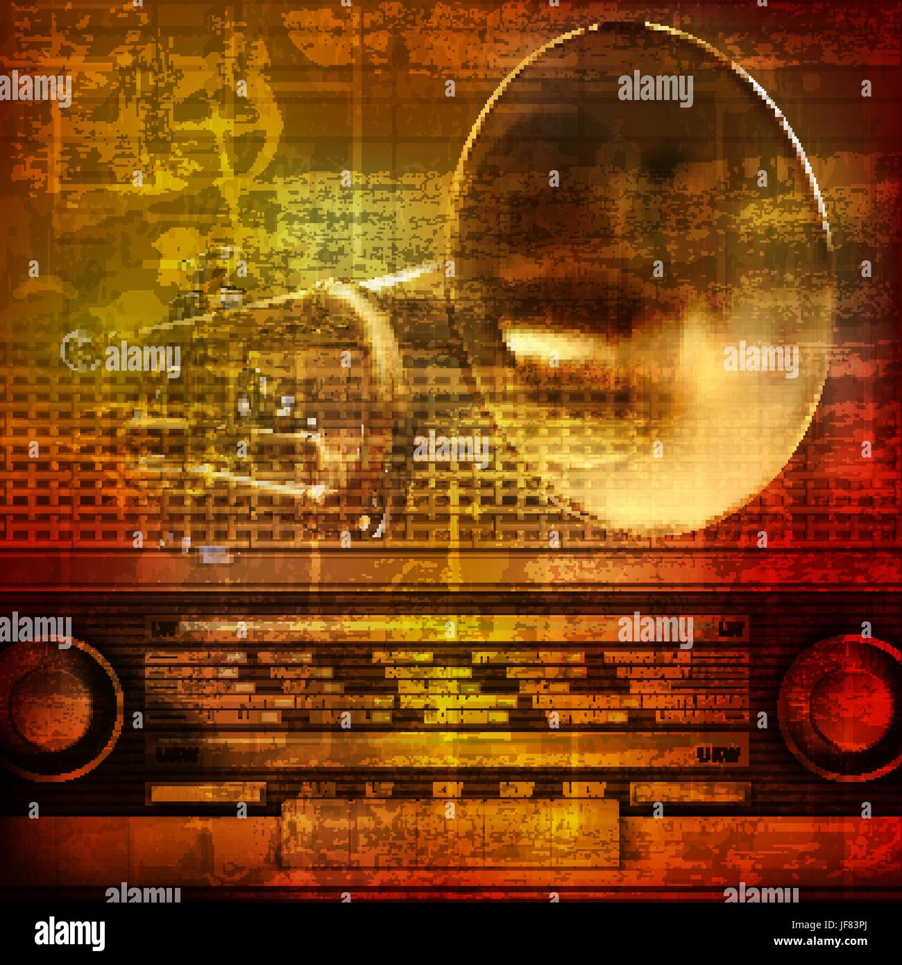 abstract grunge sound background with trumpet Stock Vector Image & Art ...