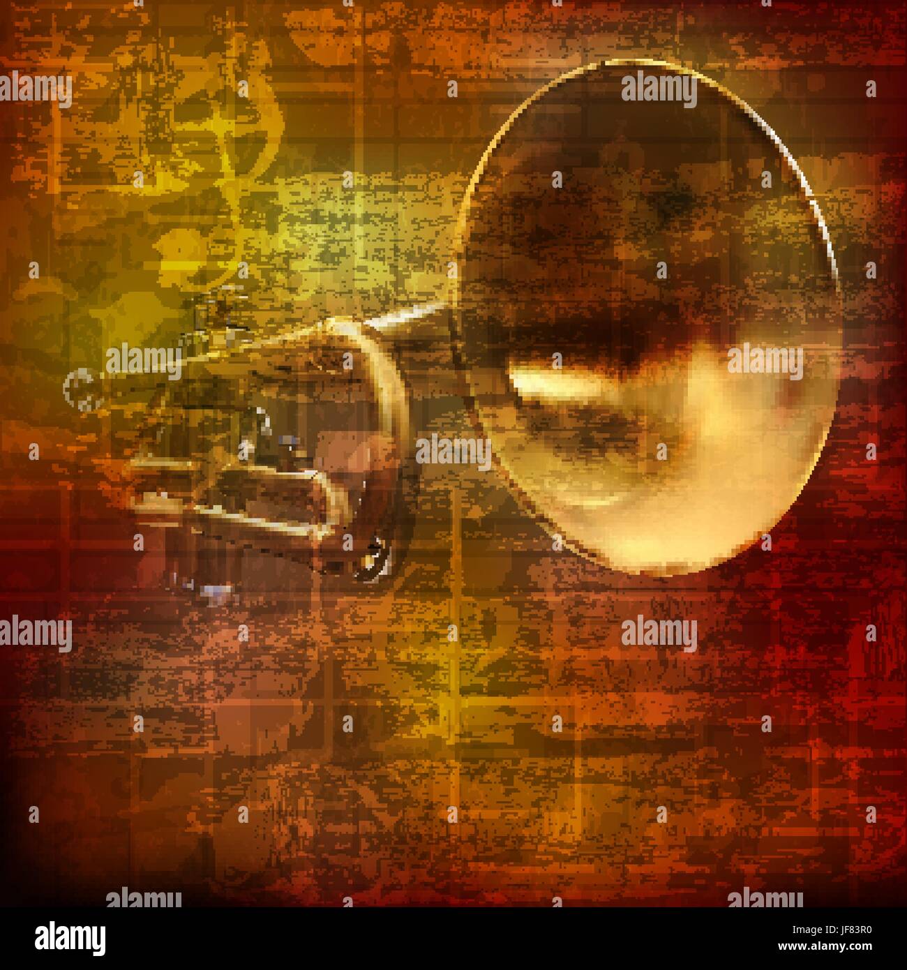abstract grunge sound background with trumpet Stock Vector Image & Art ...