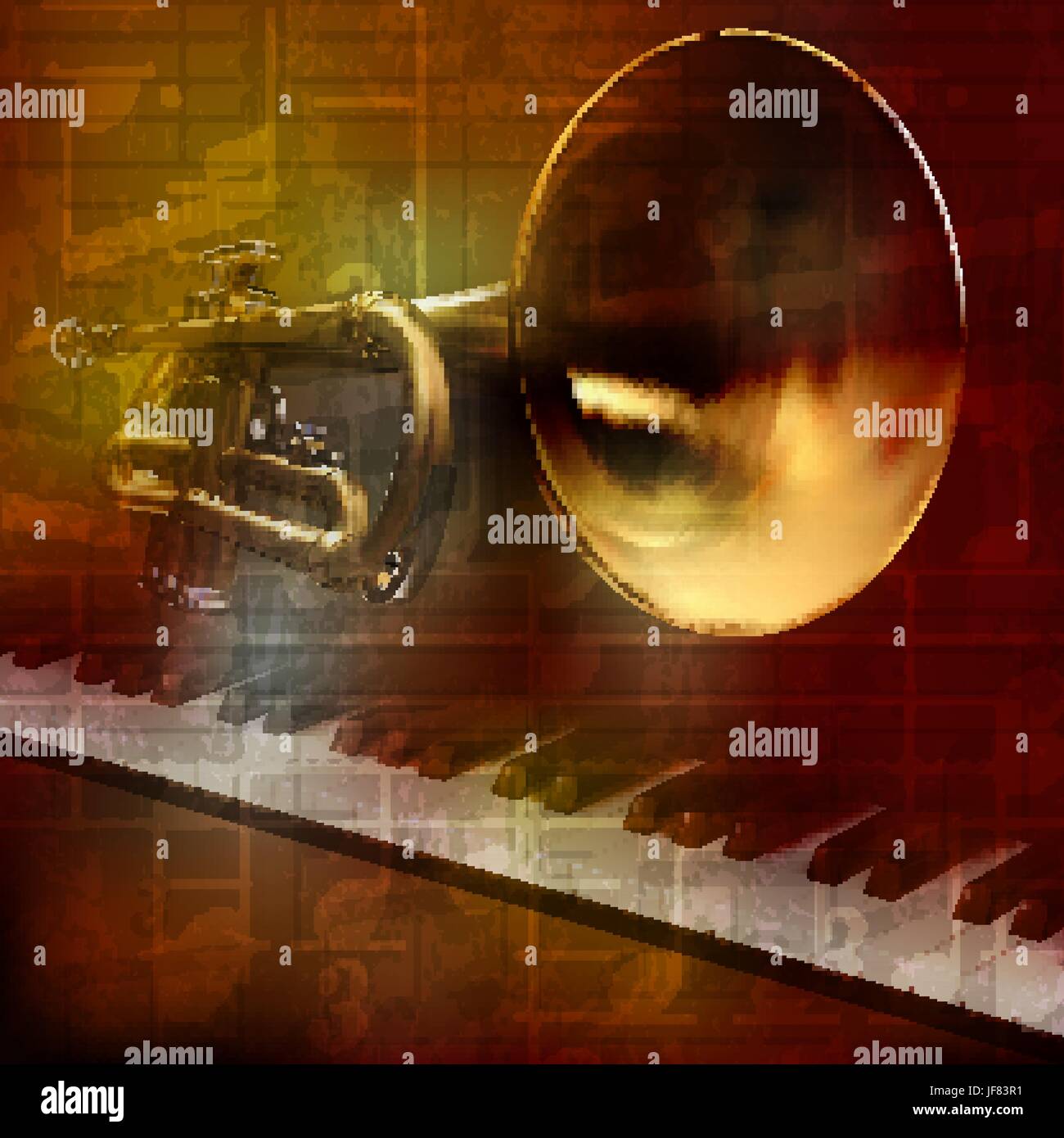 abstract grunge sound background with trumpets Stock Vector Image & Art ...