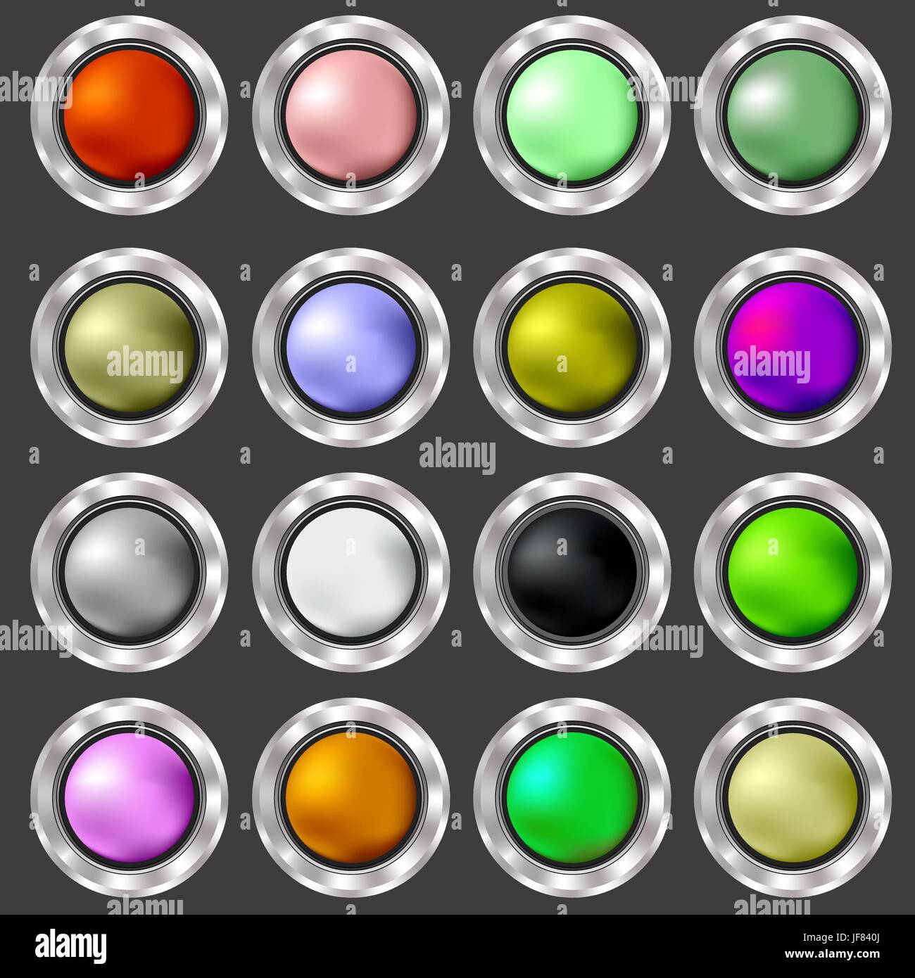 Set of Colorful Buttons Isolated on Grey Background Stock Vector Image ...