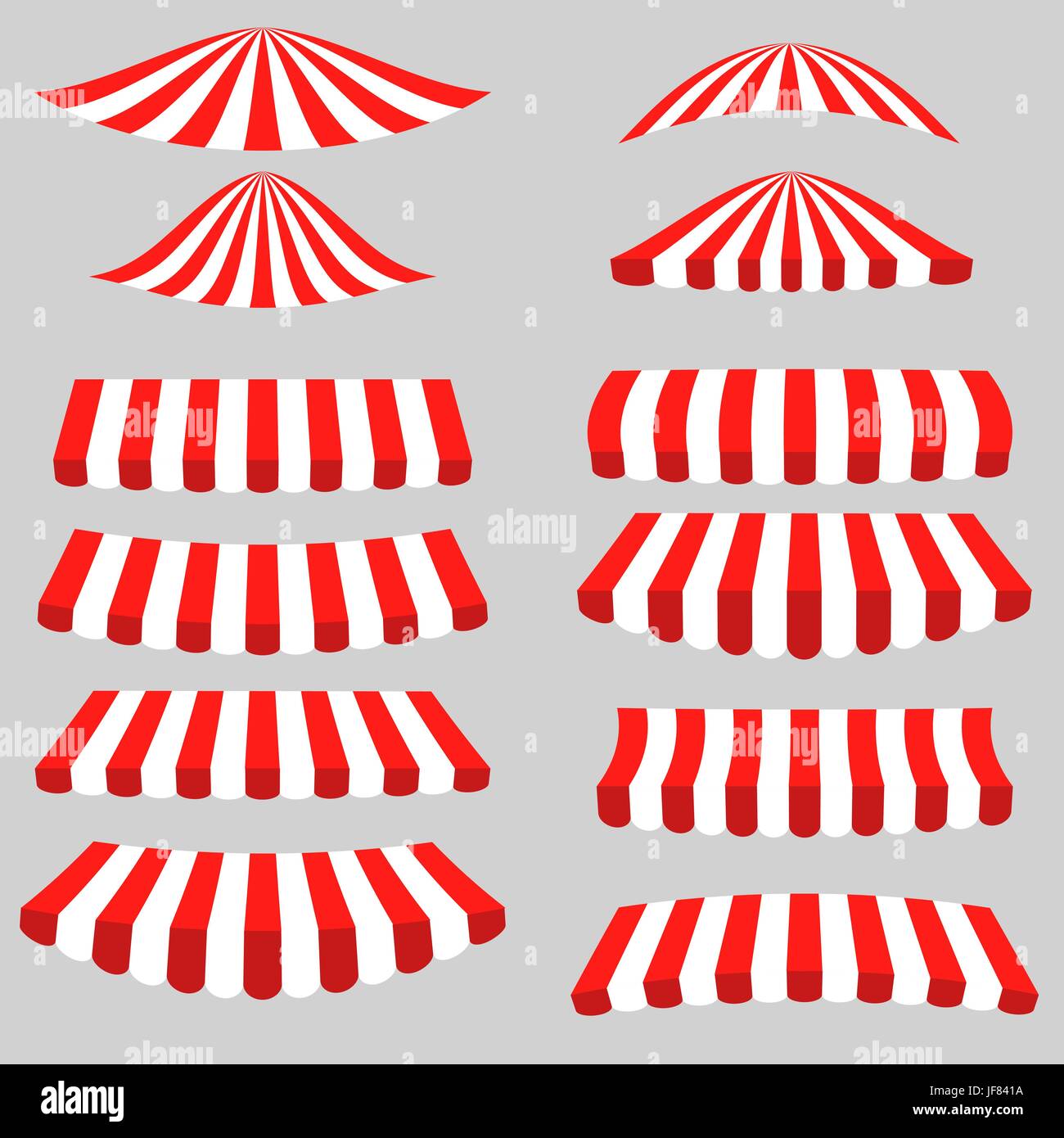 Set of Red White Tents on Grey Background. Striped Awnings Stock Vector Image & Art - Alamy