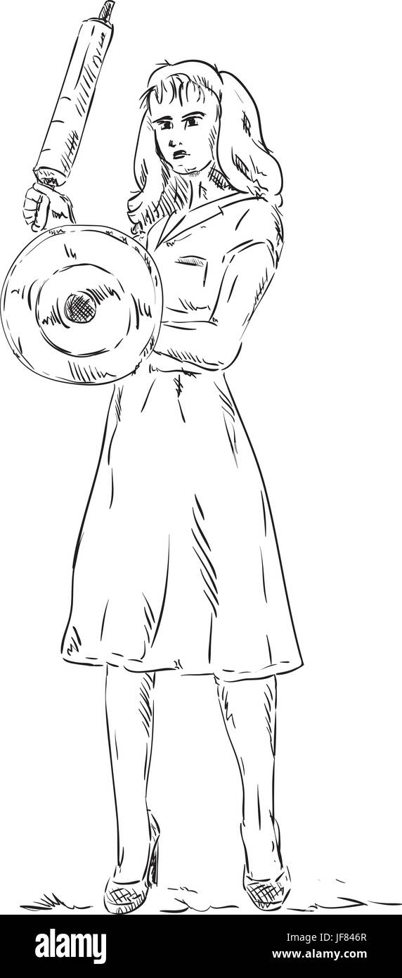 Angry woman rolling pin Black and White Stock Photos & Images - Alamy