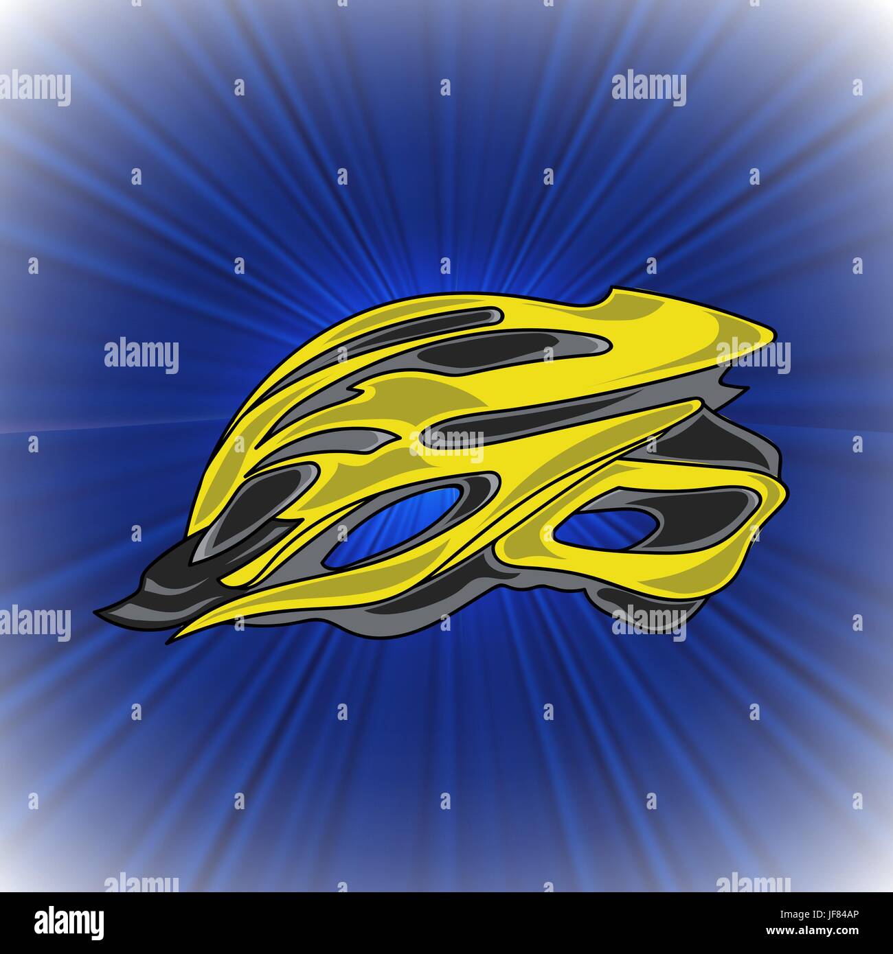 Yellow Bike Helmet on Blue Wave Background for Your Design Stock Vector ...