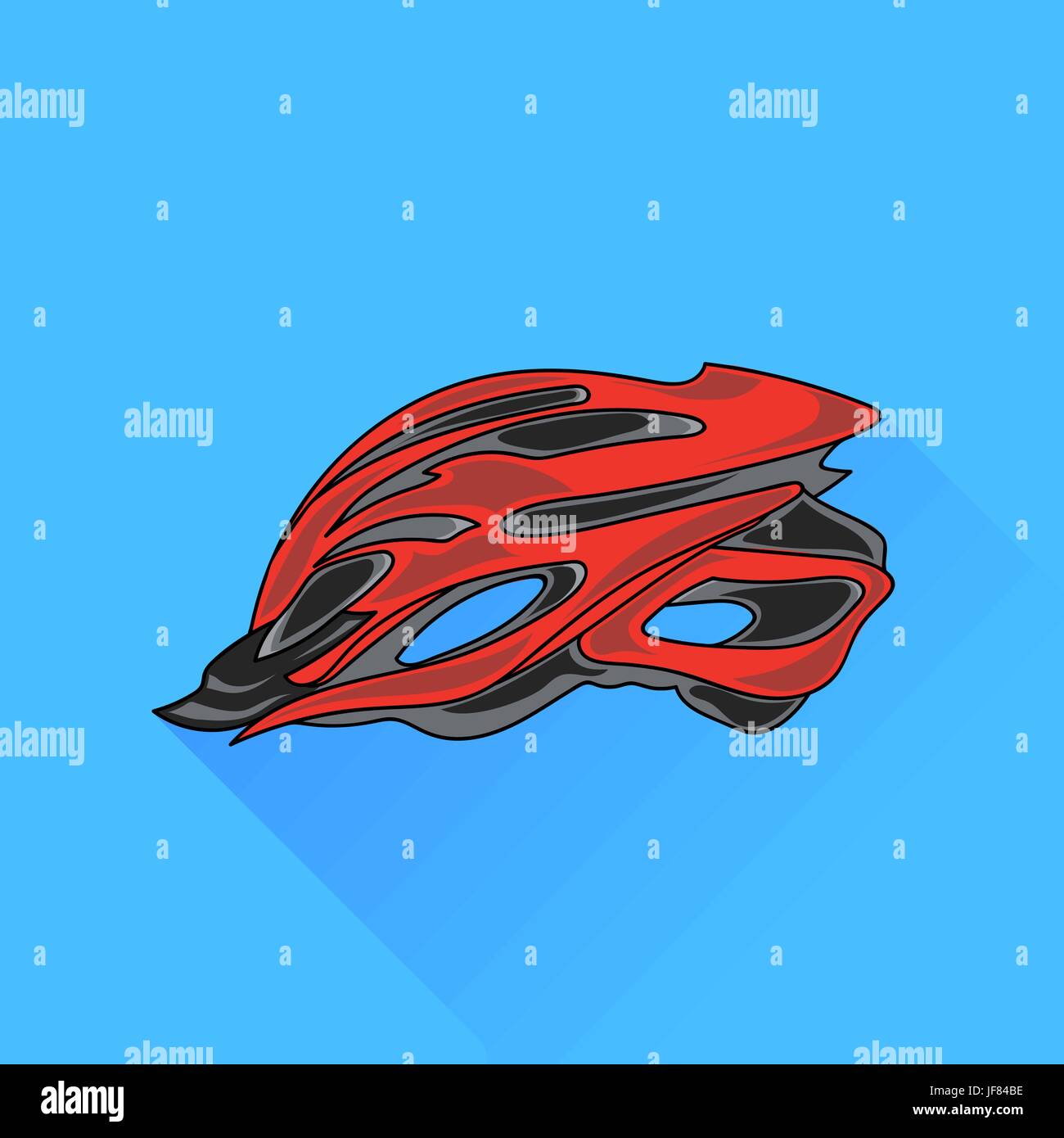 Red Bike Helmet Isolated on Blue Background Stock Vector Image & Art ...