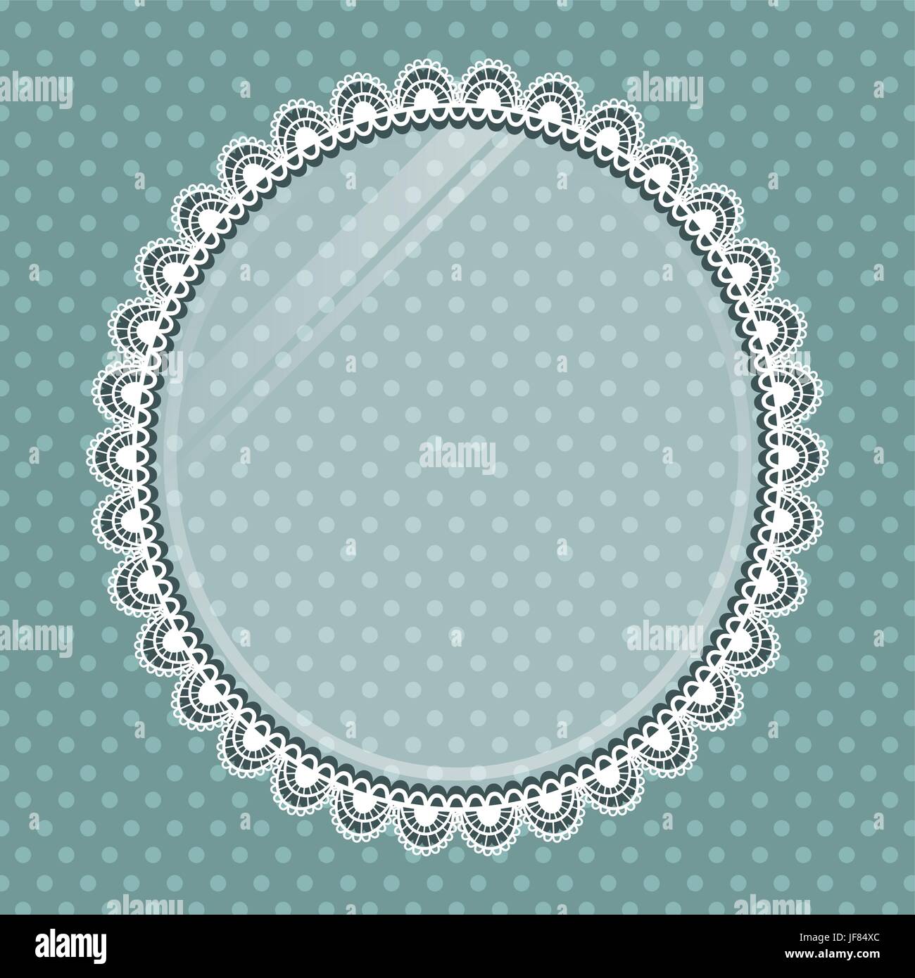 Lace oval frame with glass on the background polka dots Stock Vector ...