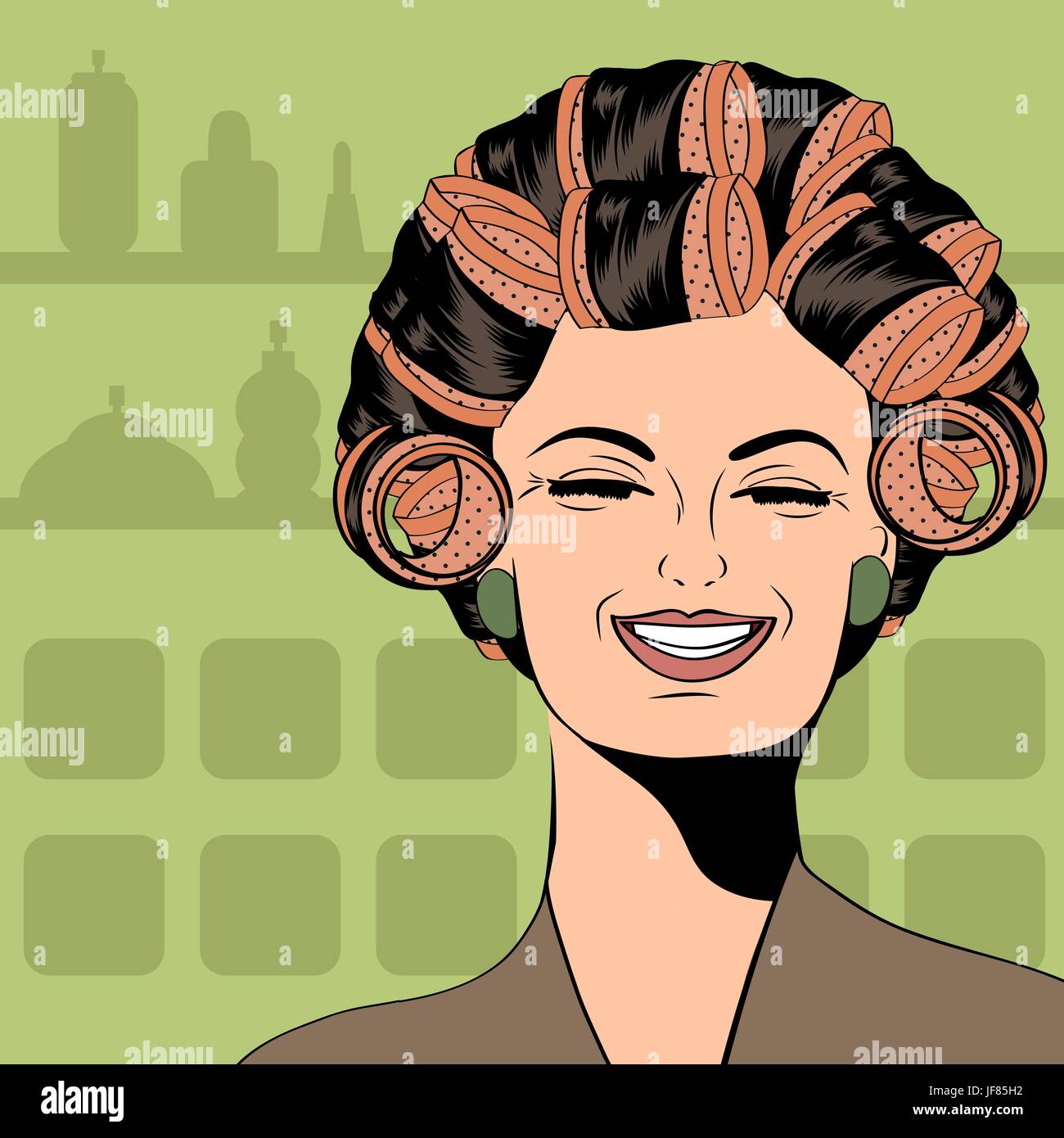 Woman with curlers in their hair Stock Vector Image & Art - Alamy