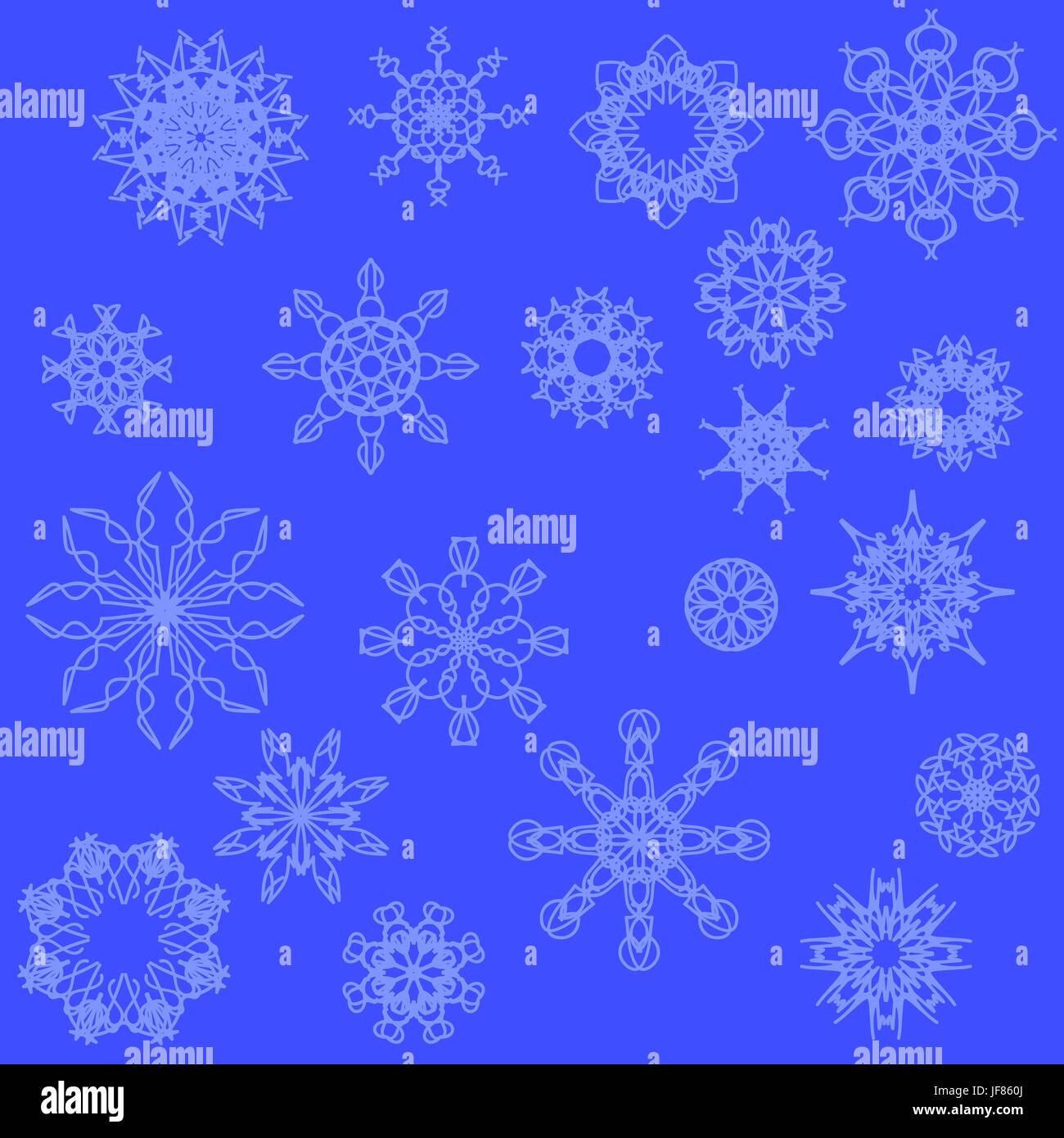 Set of Snow Flakes Isolated on Blue Background Stock Vector Image & Art ...