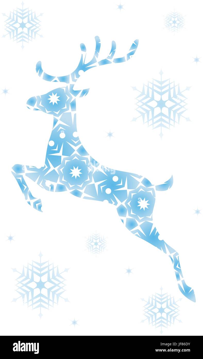 Reindeer and snowflake Christmas card illustration Stock Vector Image ...
