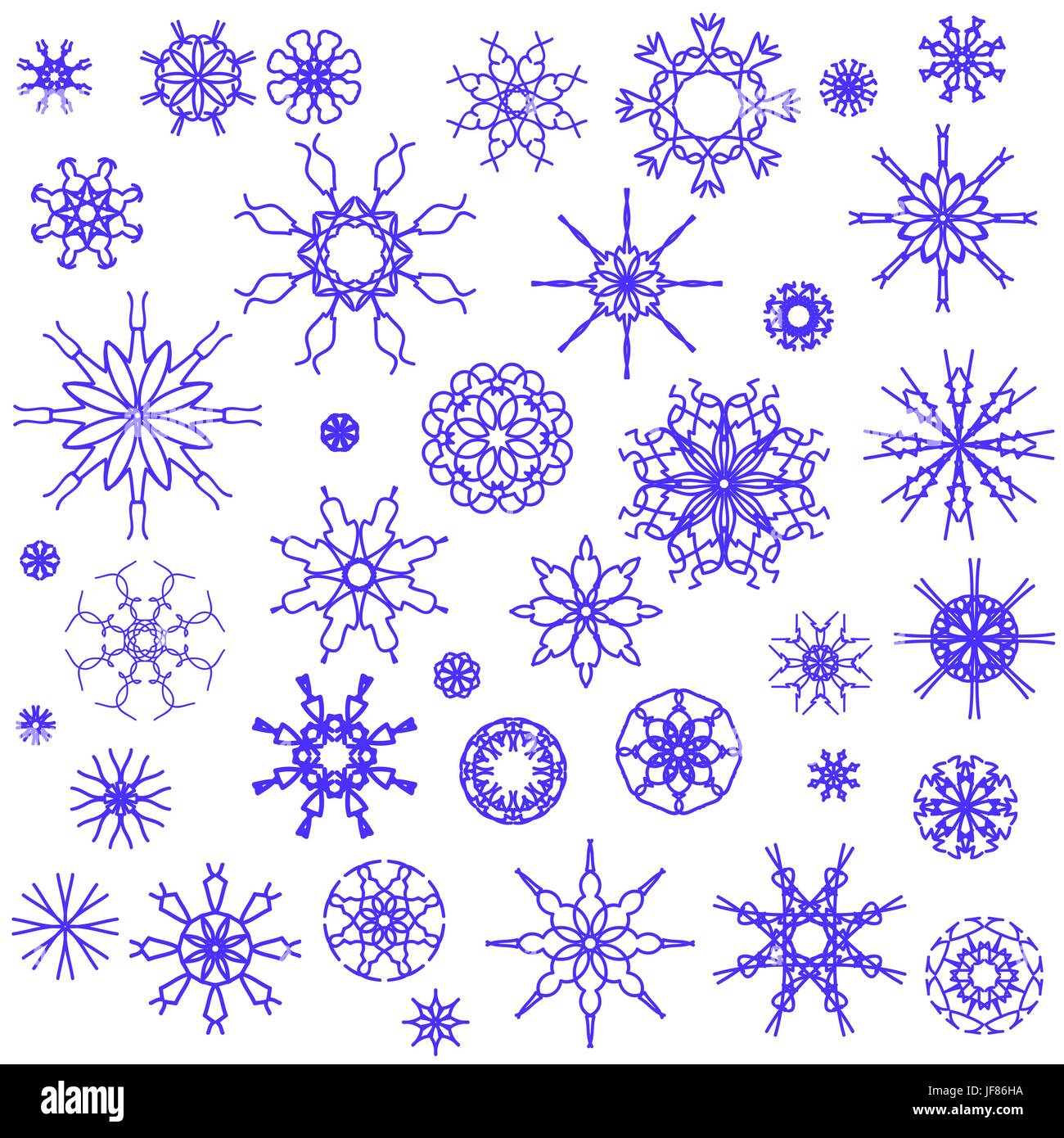 Blue Snow Flakes Isolated on White Background Stock Vector Image & Art ...
