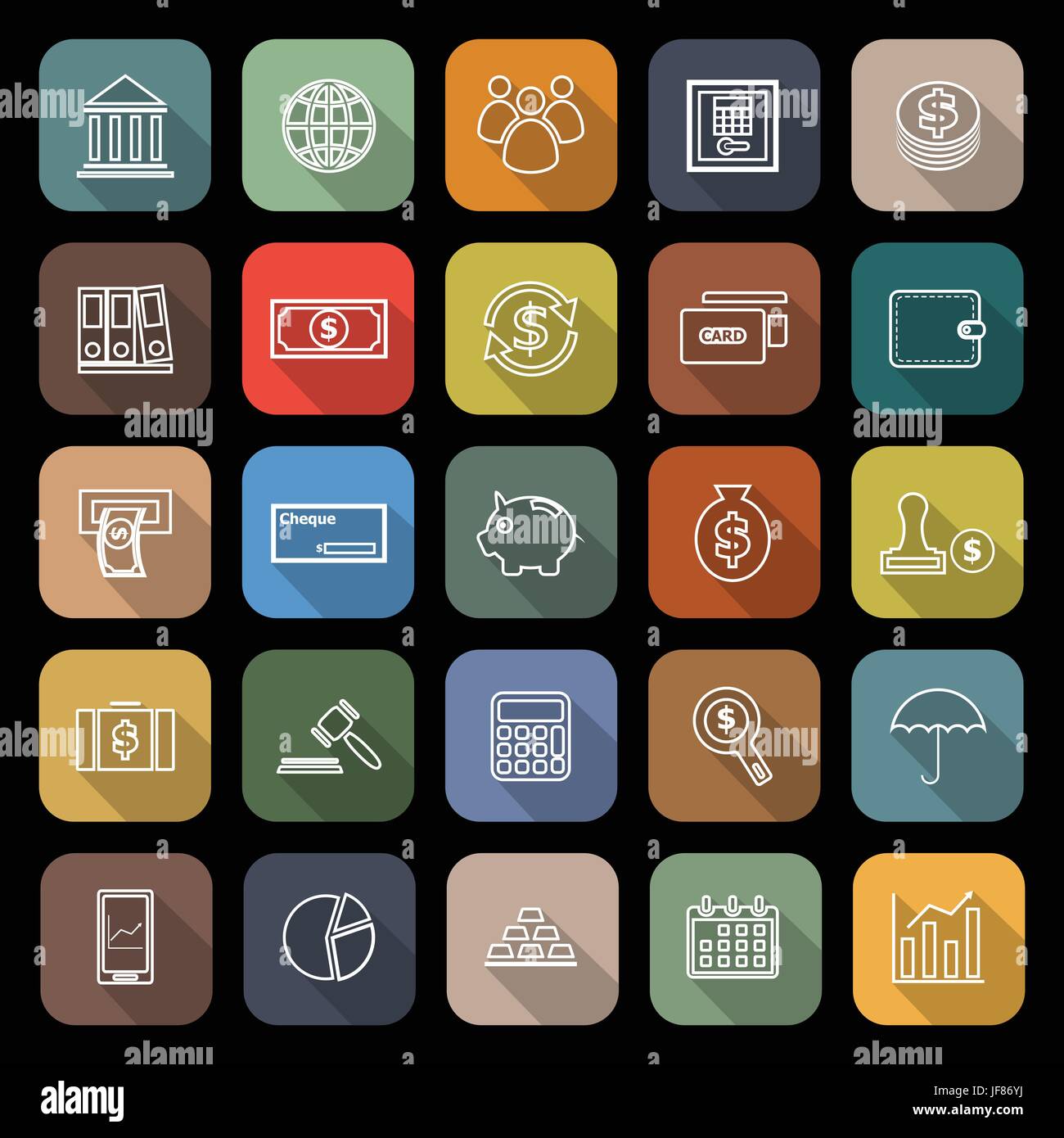 Banking line icons with long shadow Stock Vector Image & Art - Alamy