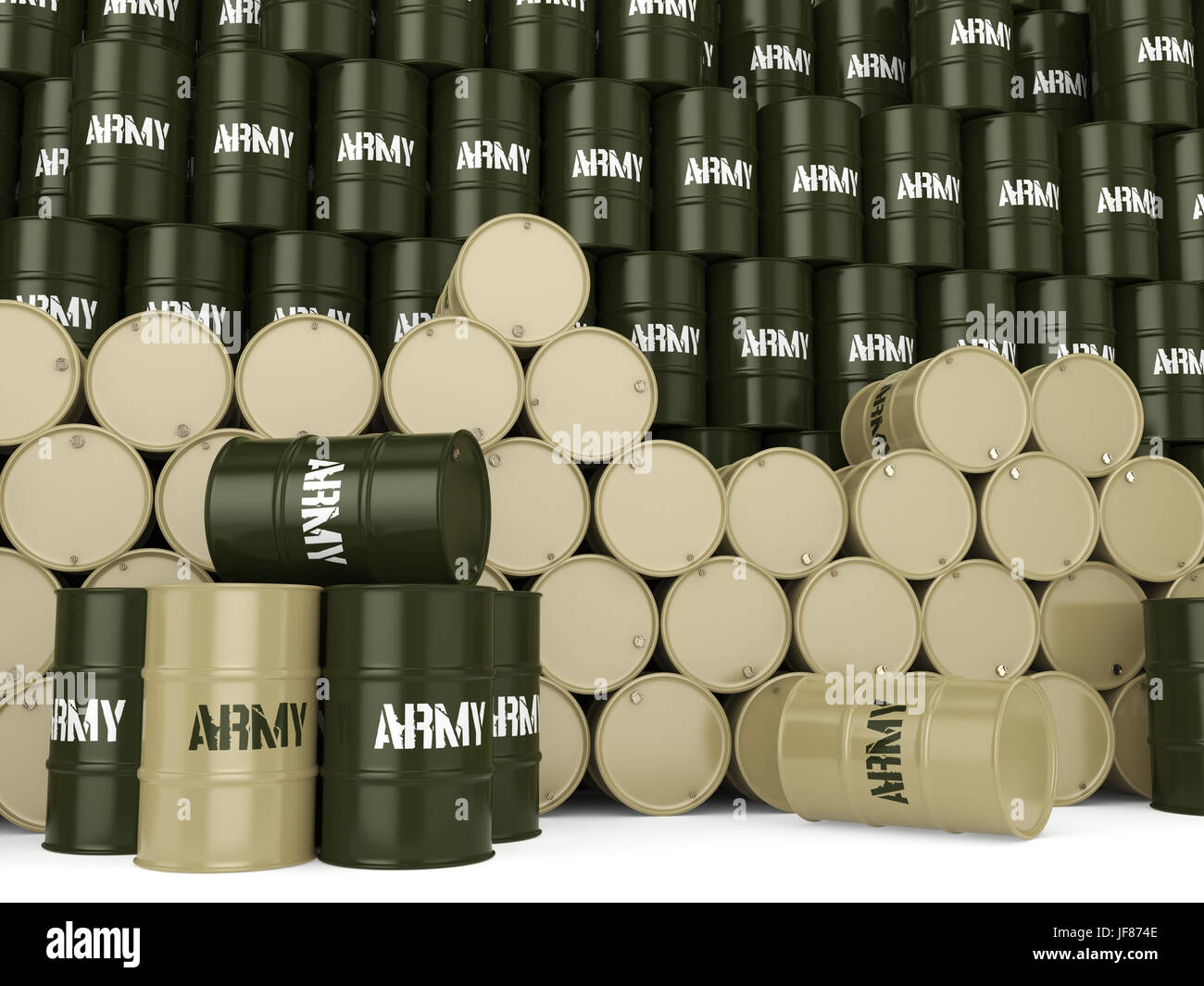 3D rendering army barrels Stock Photo - Alamy