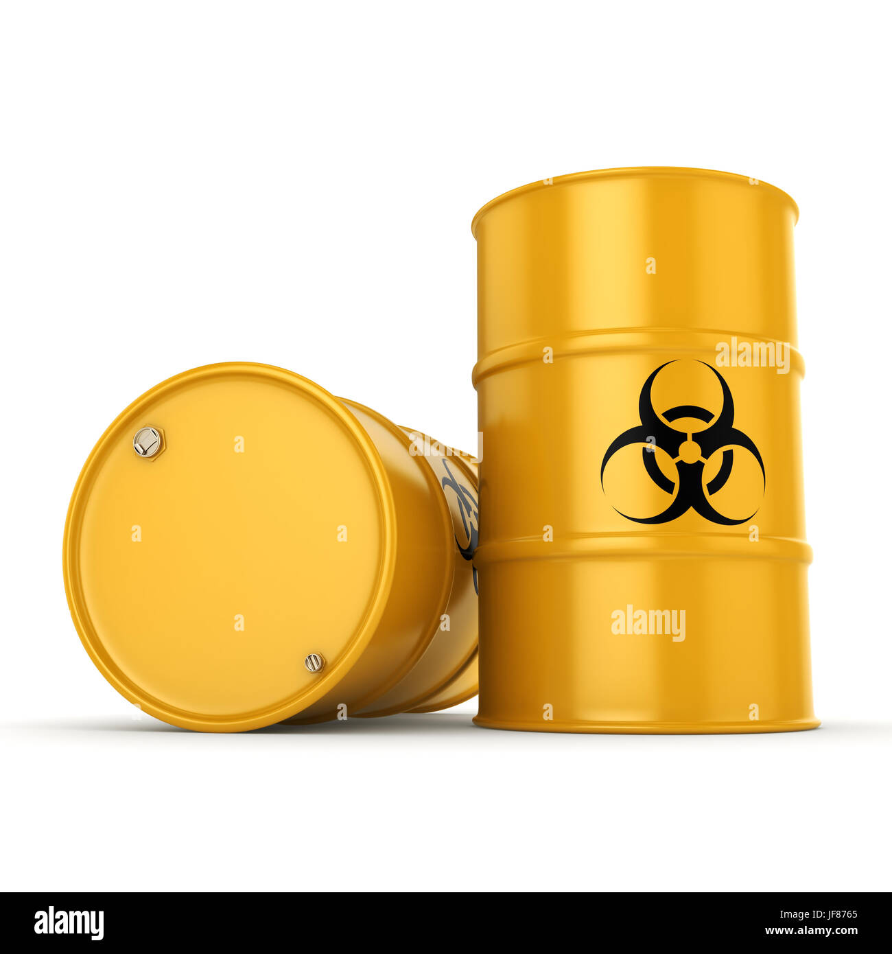 3D rendering biohazard barrels Stock Photo - Alamy