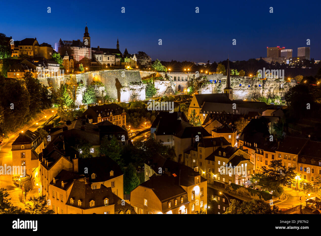 Luxembourg City night Stock Photo - Alamy
