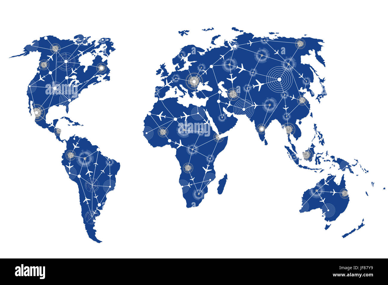 Internet airplane world map Cut Out Stock Images & Pictures - Alamy