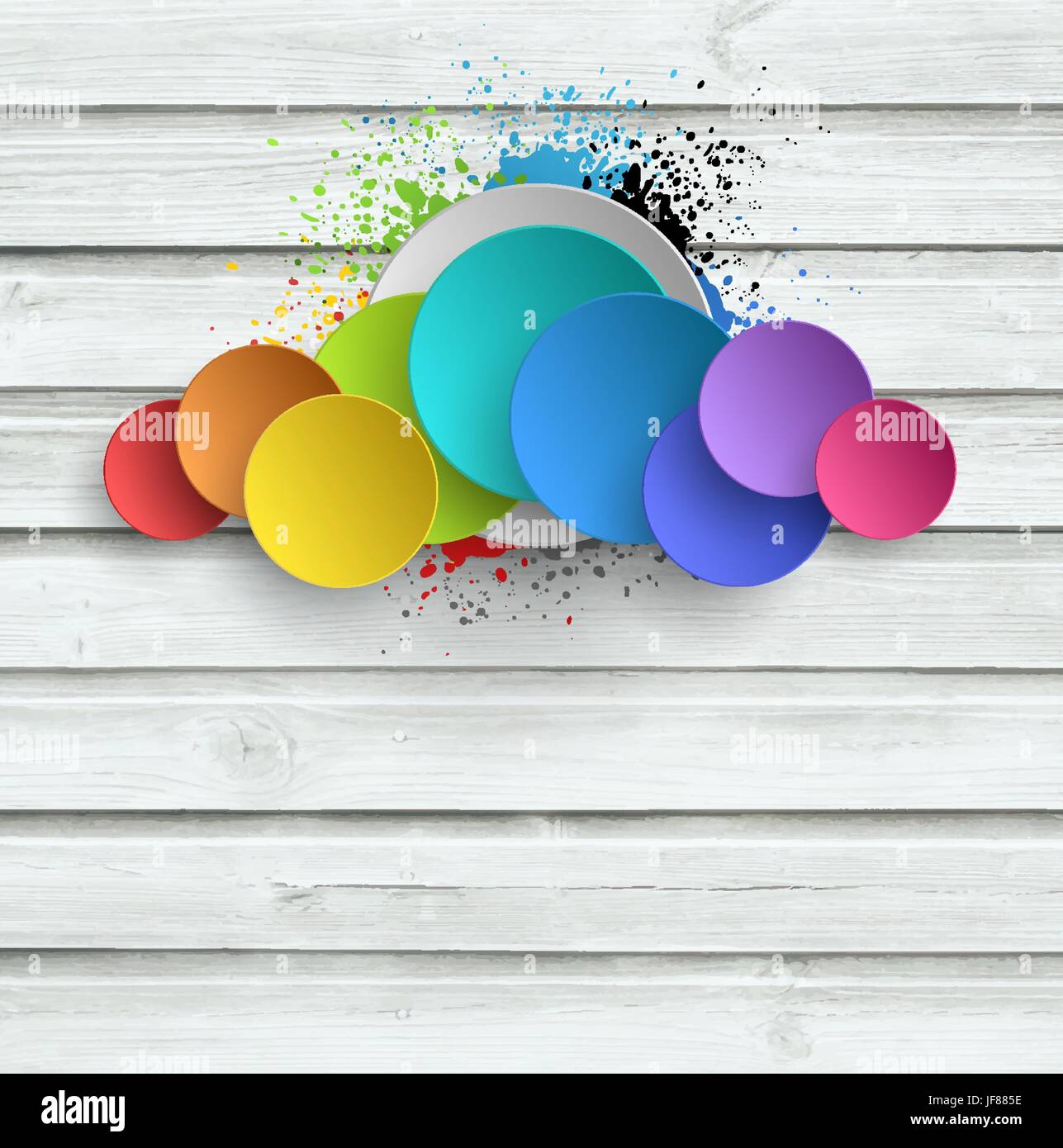 Wooden Background With Color Plates Stock Vector Image & Art - Alamy